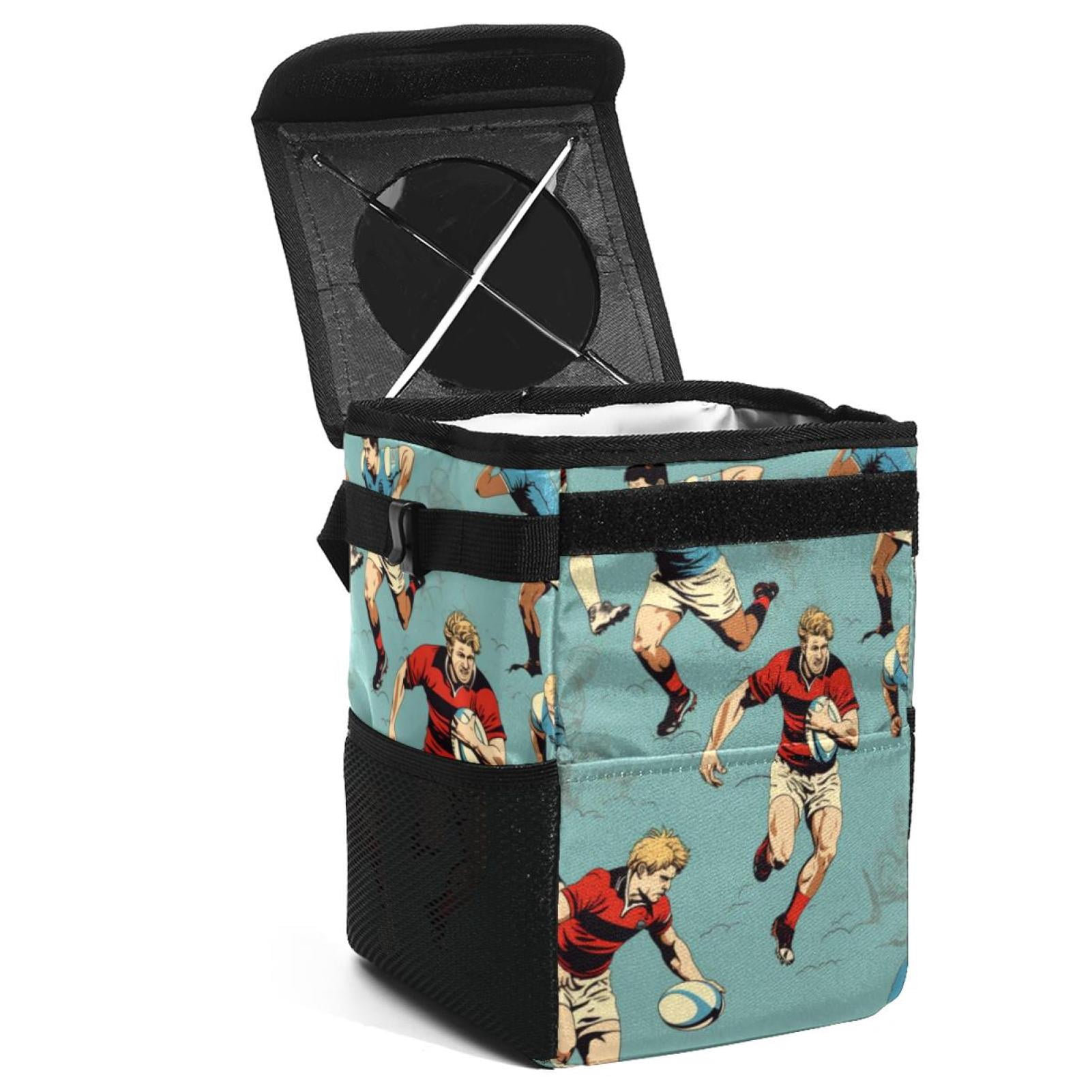 Football Foldable Car Trash Can with Lid, Leak-proof Mini Garbage Bin ...