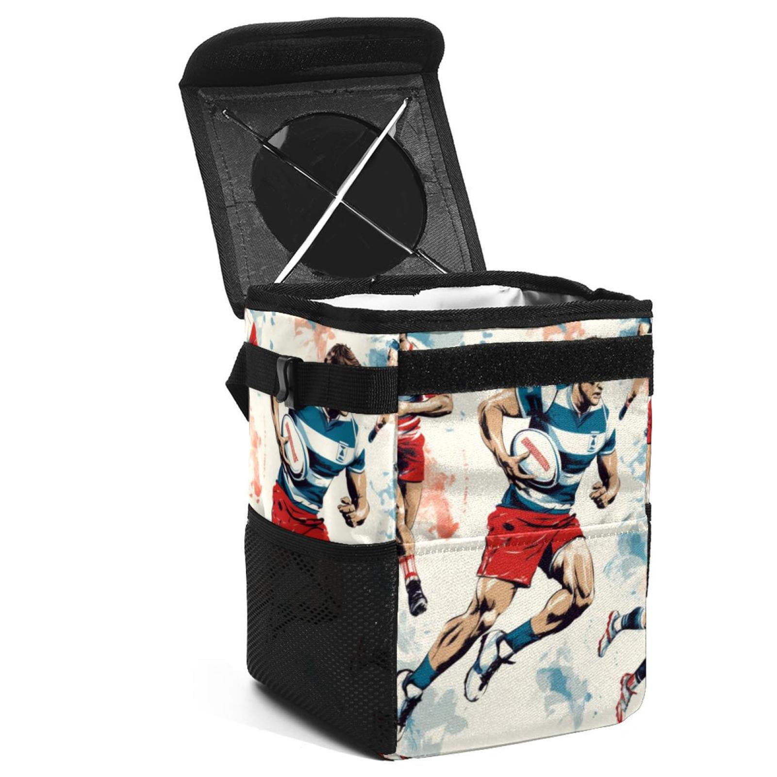 Football Foldable Car Trash Can with Lid, Leak-proof Mini Garbage Bin ...