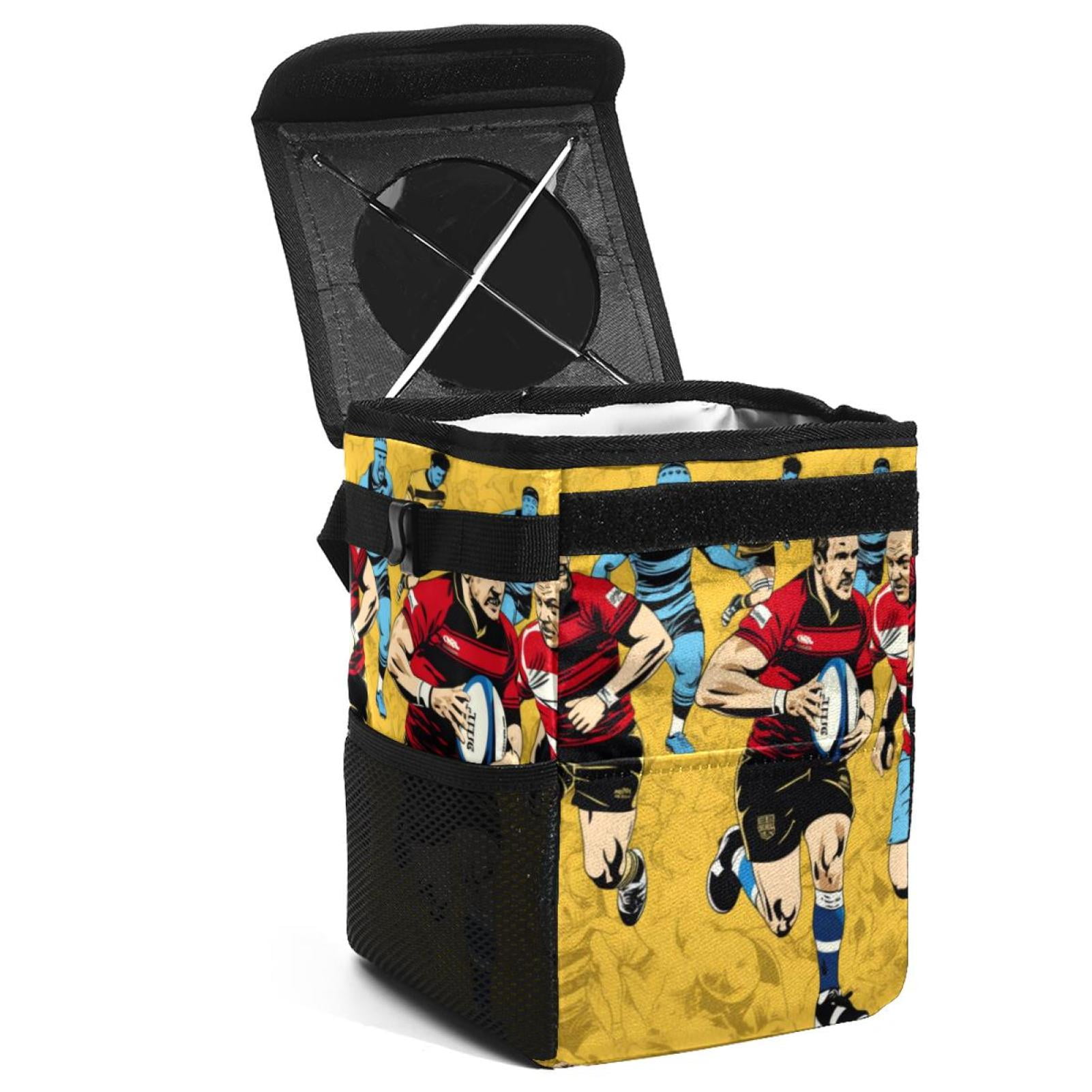 Football Foldable Car Trash Can with Lid, Leak-proof Mini Garbage Bin ...