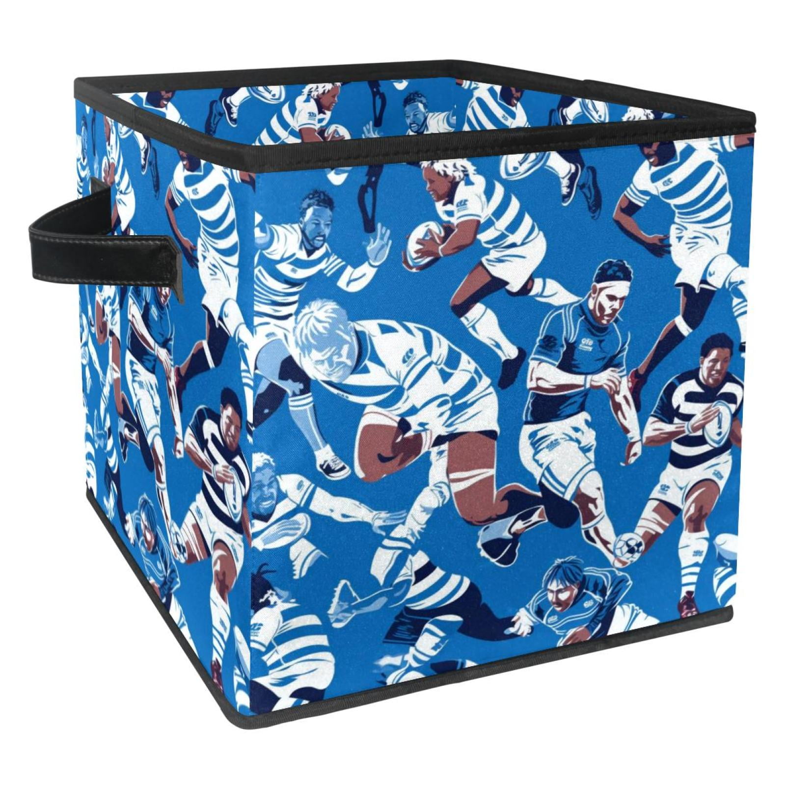 Football Foldable Clothes Toy Storage Bins with Handle, 10.8"x10.5"x10 ...