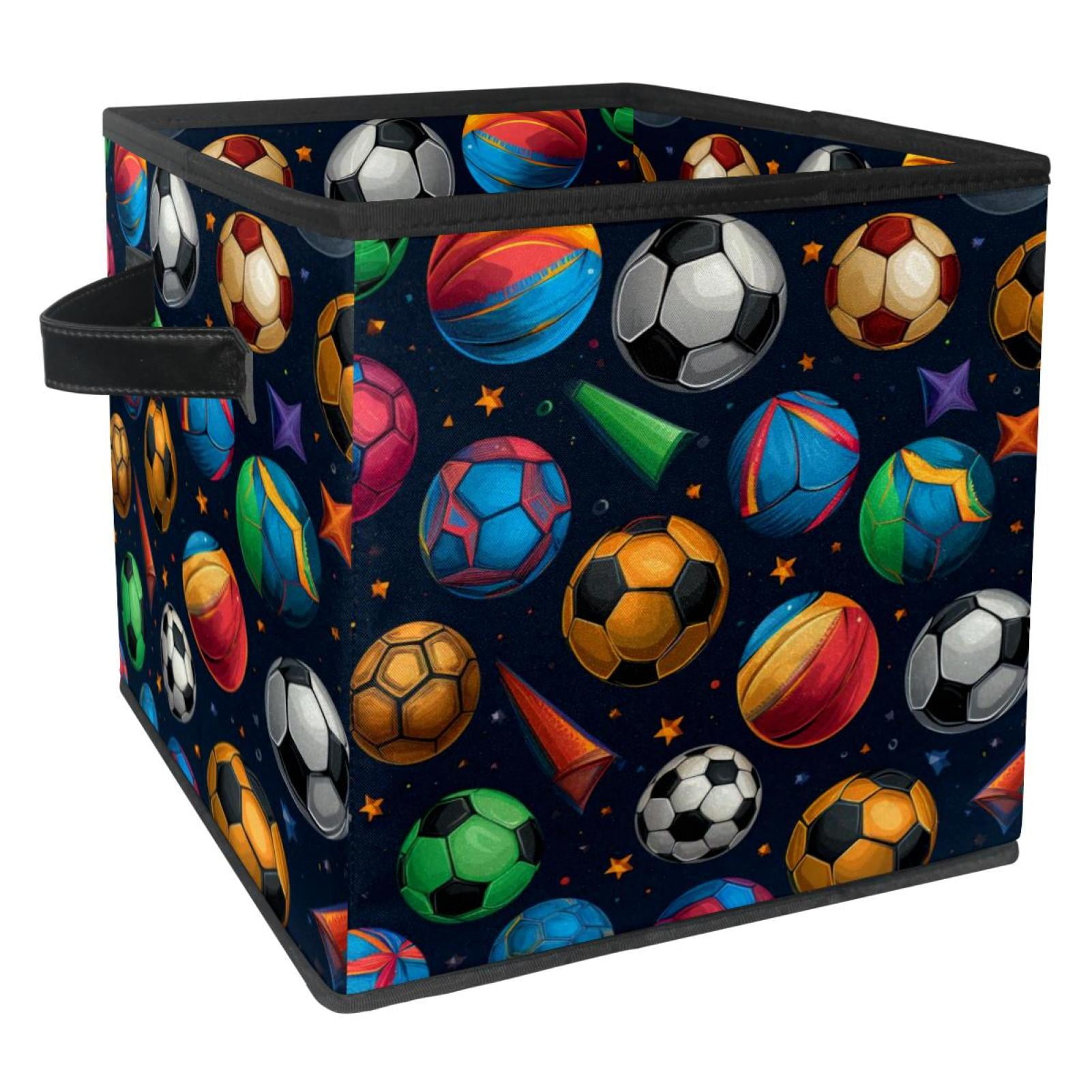 Football Foldable Cube Organizer with Handle, 10.8"x10.5"x10.6", Large ...