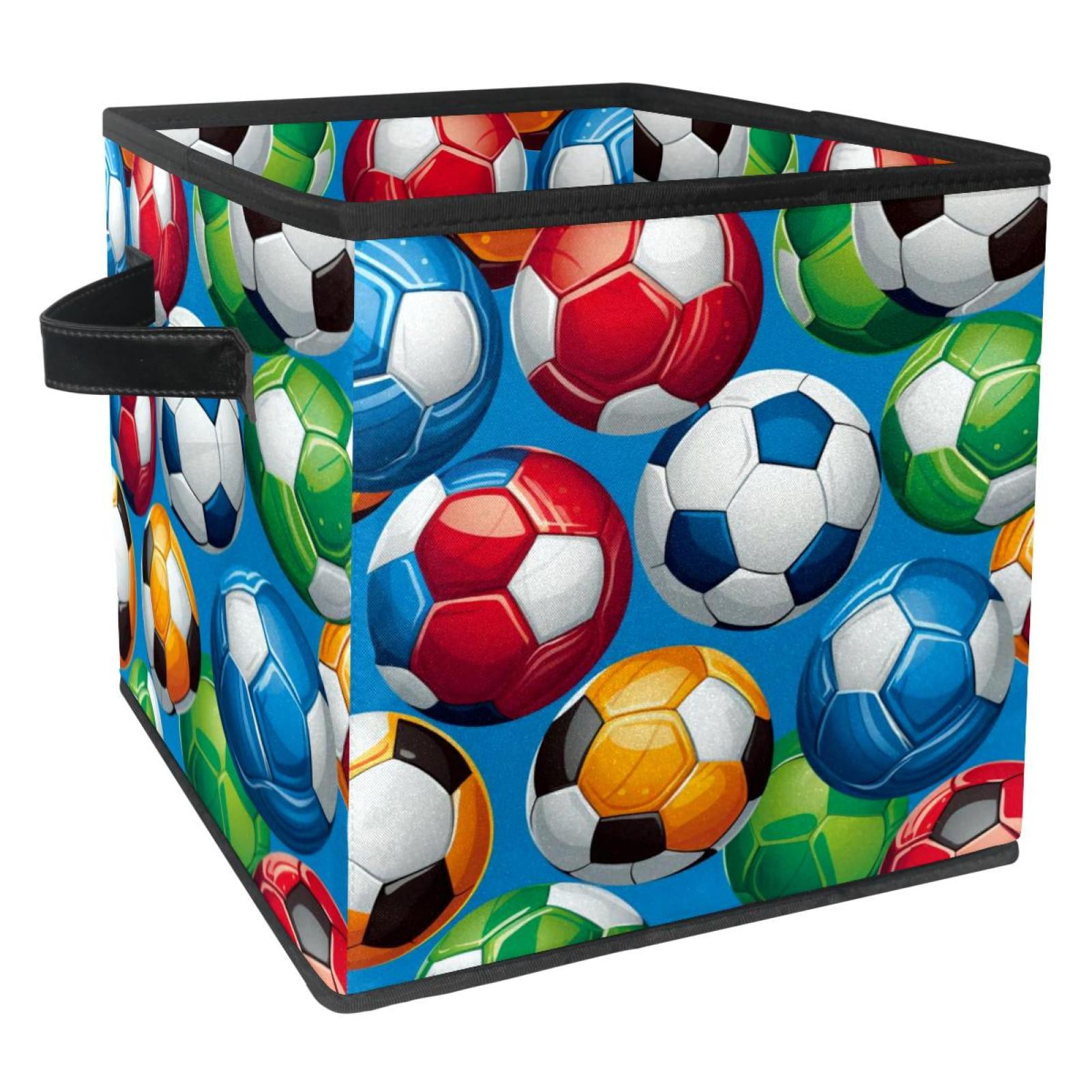 Football Foldable Storage Baskets with Handle, 10.8"x10.5"x10.6", Large ...