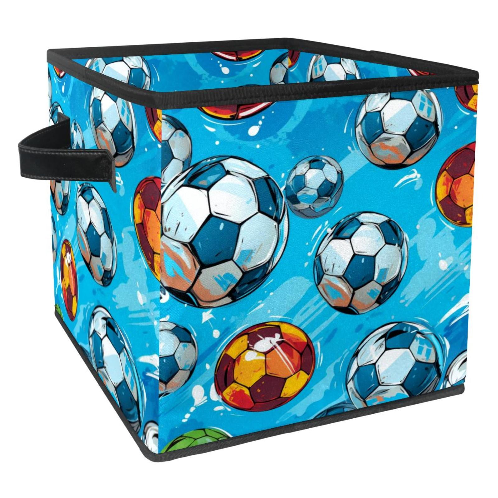 Football Foldable Storage Cubes with Handle, 10.8"x10.5"x10.6", Large ...