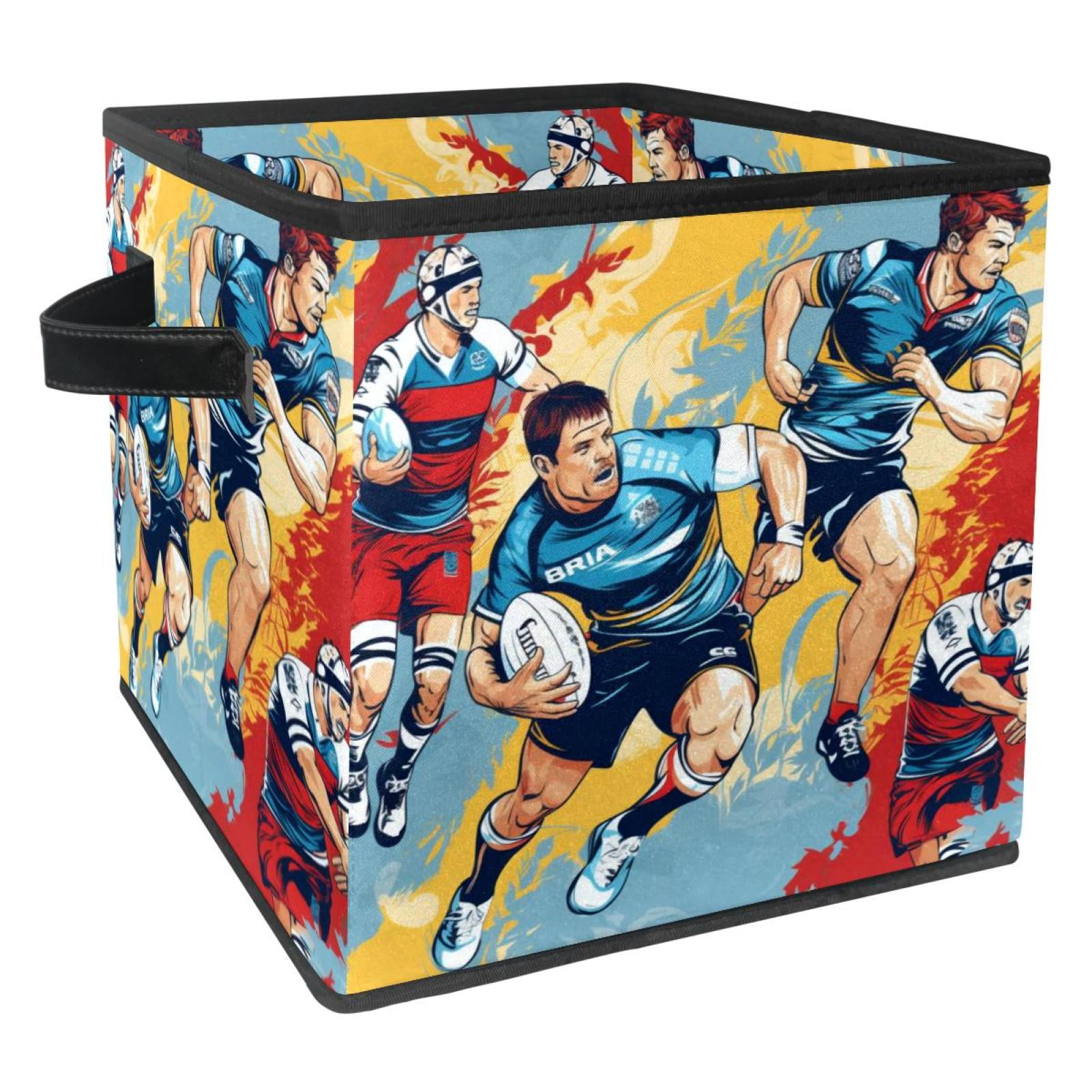 Football Foldable Storage Cubes with Handle 10.8"x10.5"x10.6" - Large ...