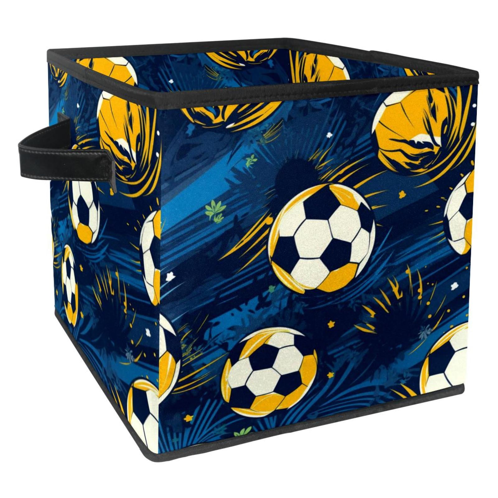 Football Foldable Toy Box with Handle, 10.8"x10.5"x10.6", Large ...