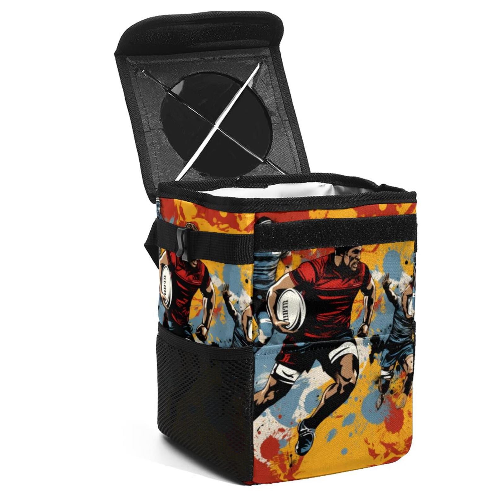 Football Foldable, with Lid, Leak-Proof, Hanging Storage Bag Car Trash ...