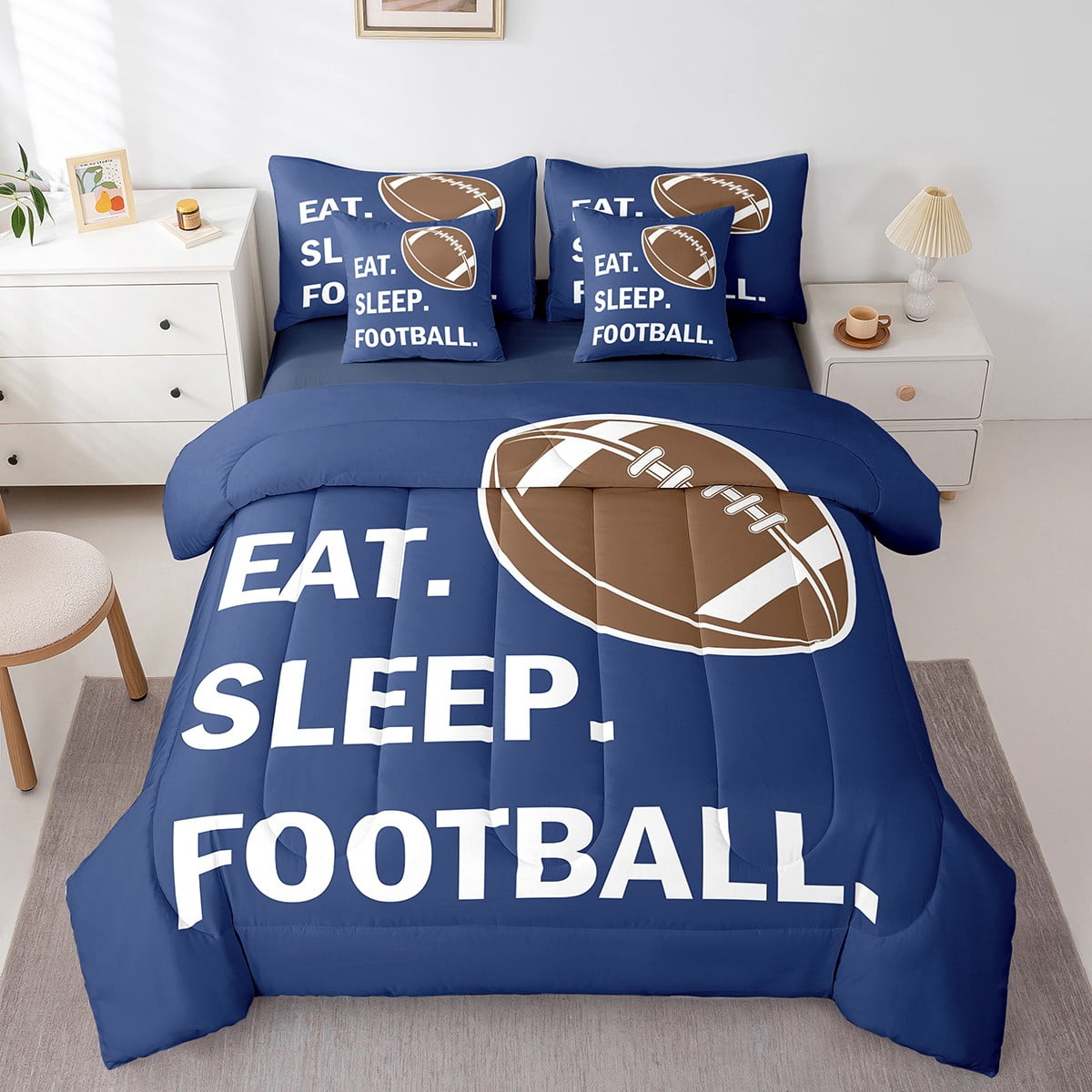 Football Full Comforter Set with Sheets Sports Bedding Sets Teen ...