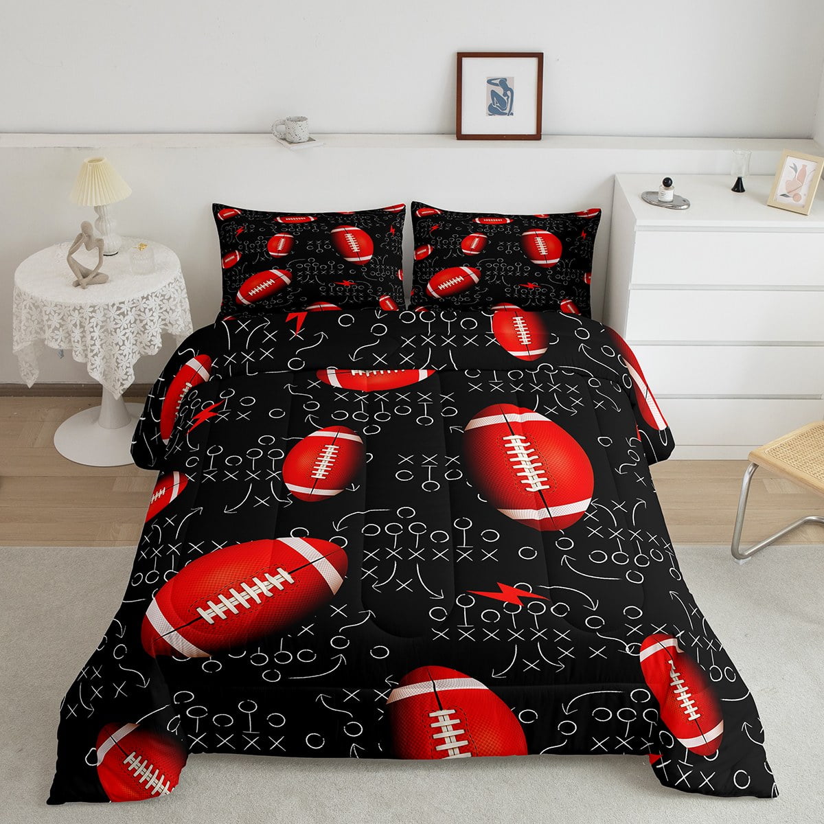 Football Full Size Comforter Set Sports Bedding American Football Print ...