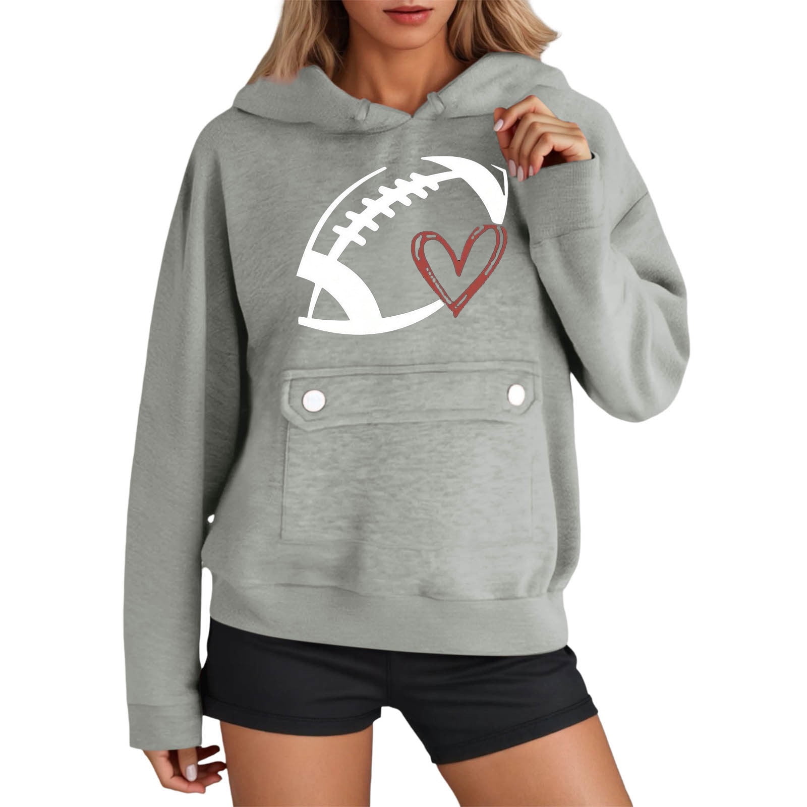 Football Funny Sweatshirt for Women Graphic Print Sunday Casual Long ...