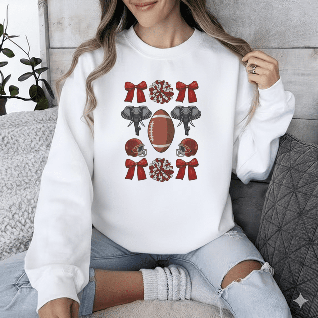 Football Game Day Bows Cheerleader Team Spirit Graphic Design Art ...