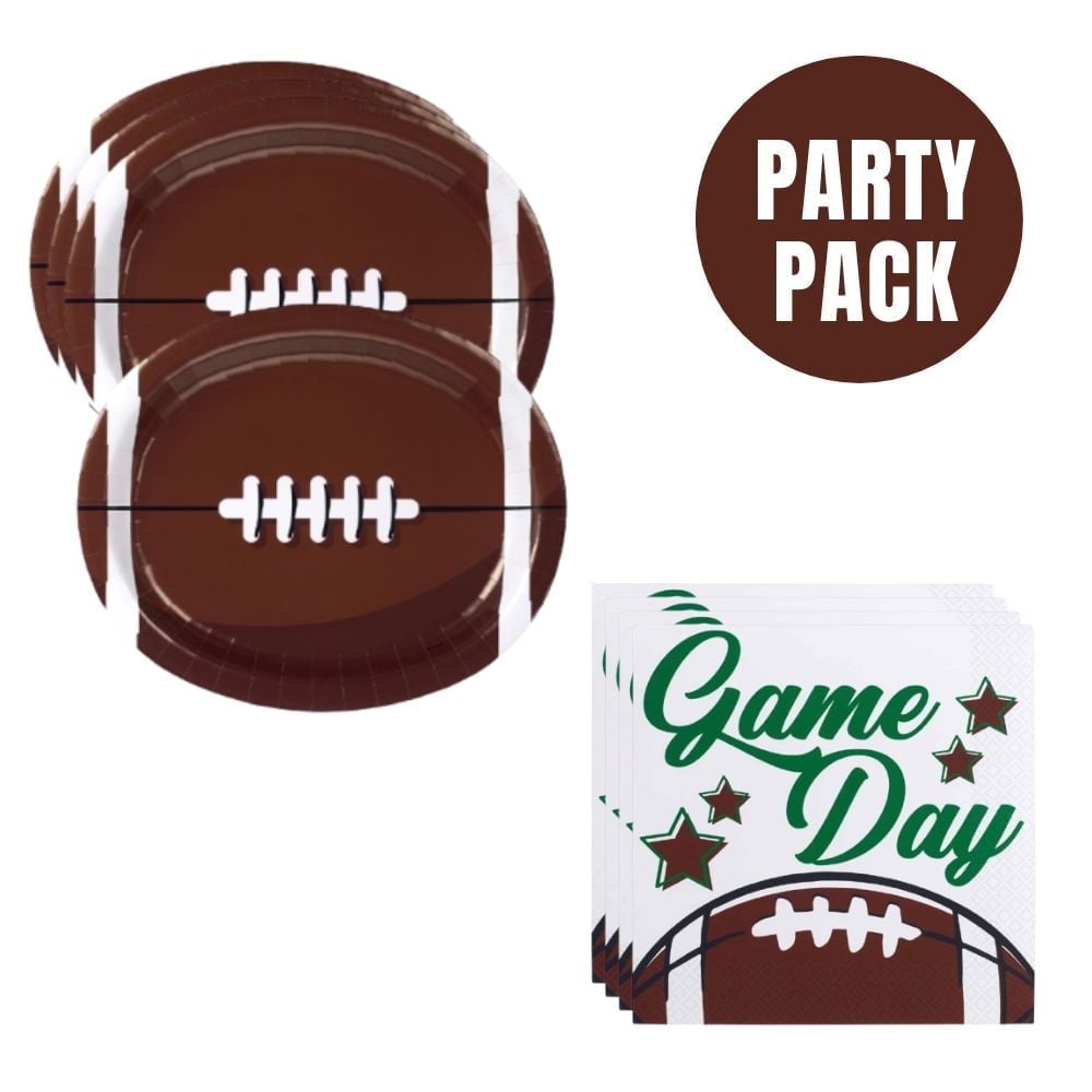 Football Game Day Party Set – 8 Football Plates & 16 Napkins | Super ...