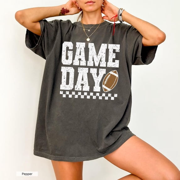 Football Game Day Shirt Bold Letter Graphic Casual Fan Tee Comfort ...