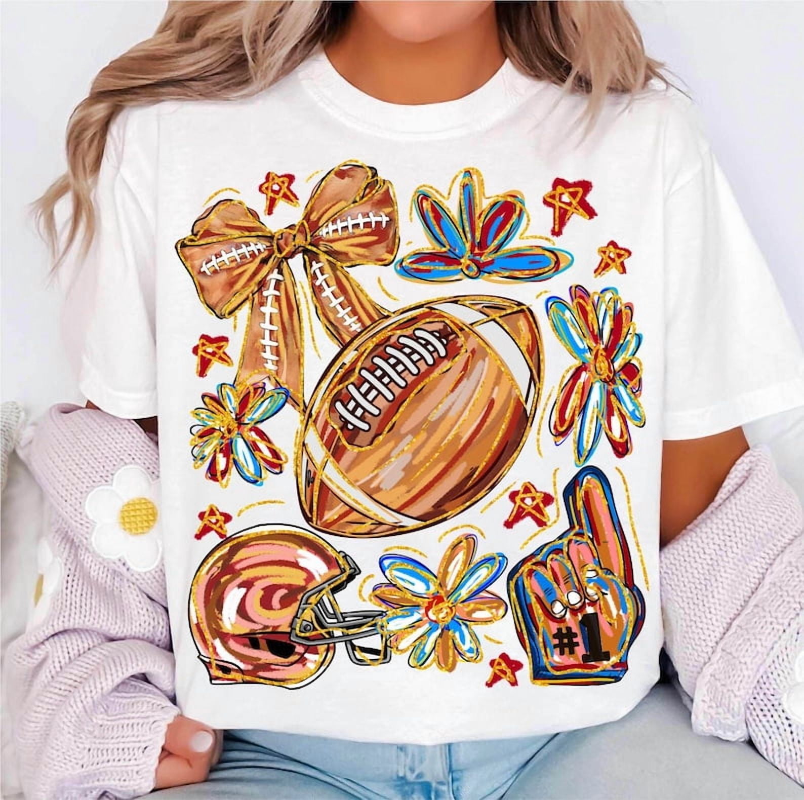 Football Game Day T-Shirt - Fall Autumn Touchdown Season Tee, Floral ...