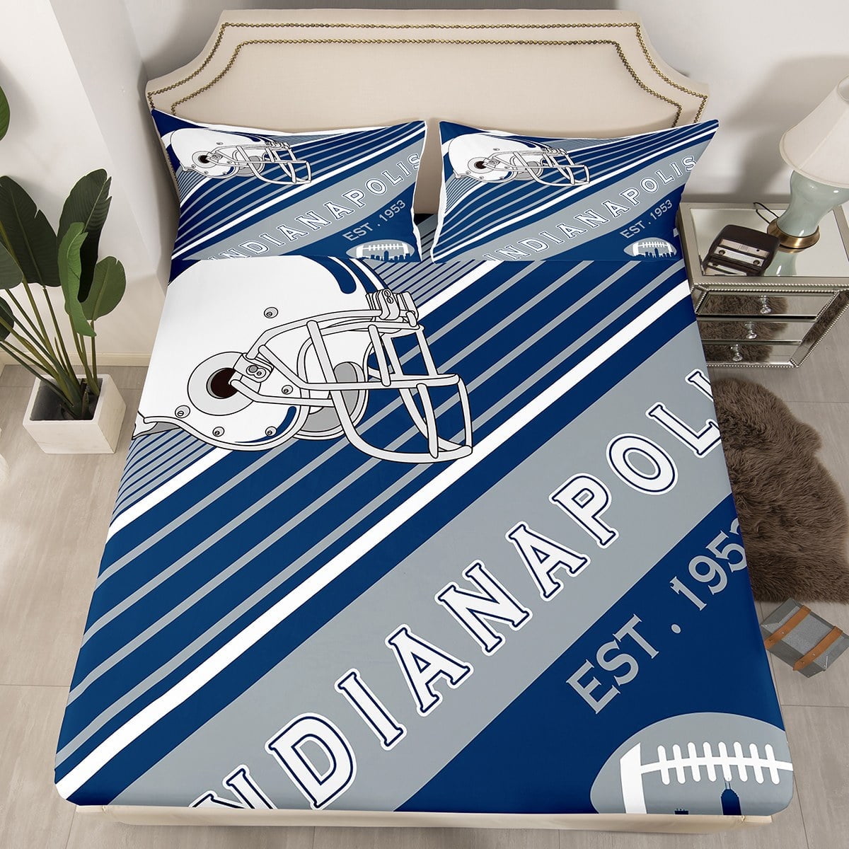 Football Game Sheet Set Full Bedroom, American Football City Themed ...