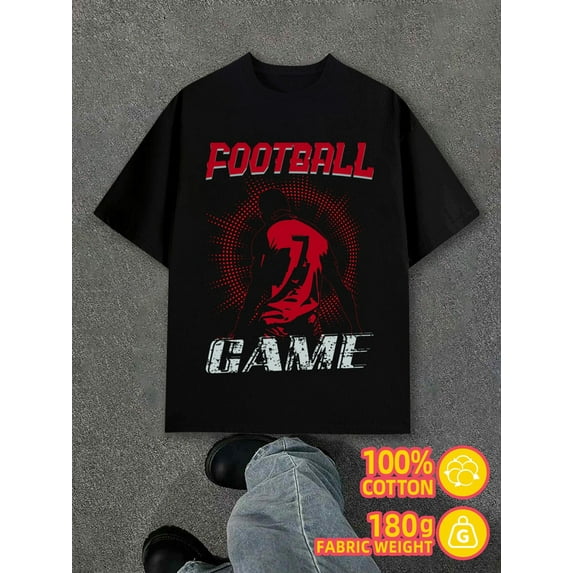 Football Game Tee men black 180G 100% Cotton Spring and summer clothing ...