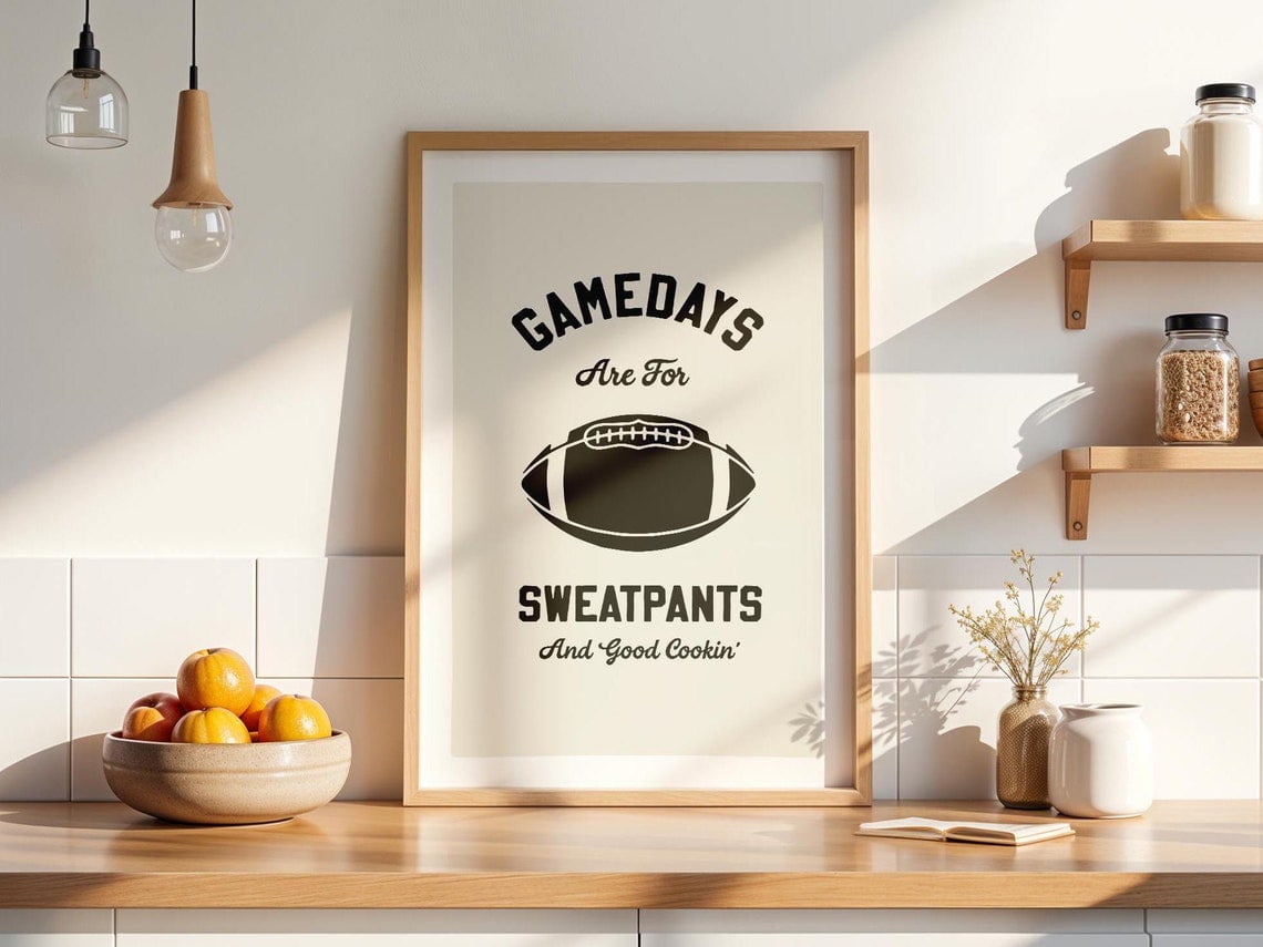 Football Gameday Print Retro Kitchen Art Decor Football Kitchen Wall ...