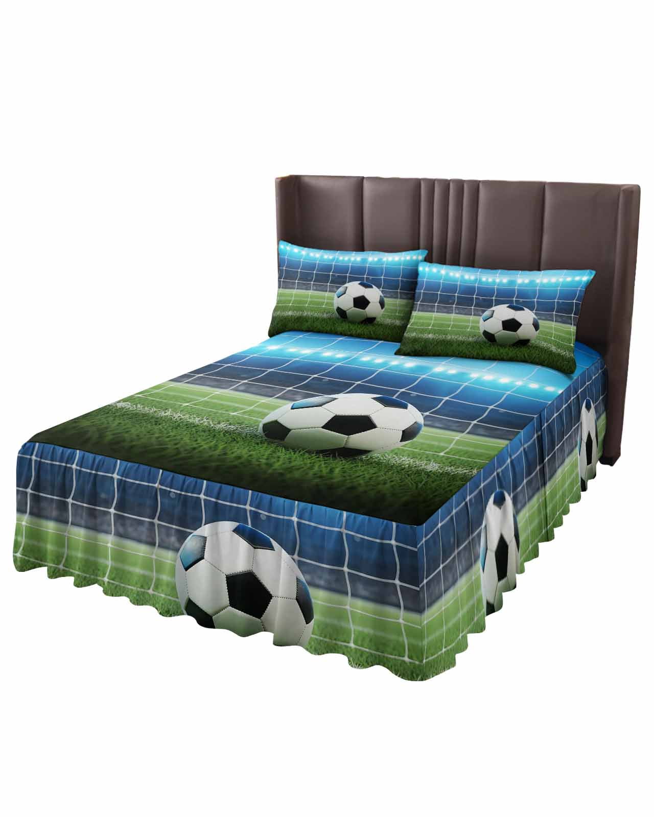 Football Games Bed Skirt Full Size 18 Inch Drop, Modern Stadium Ball ...
