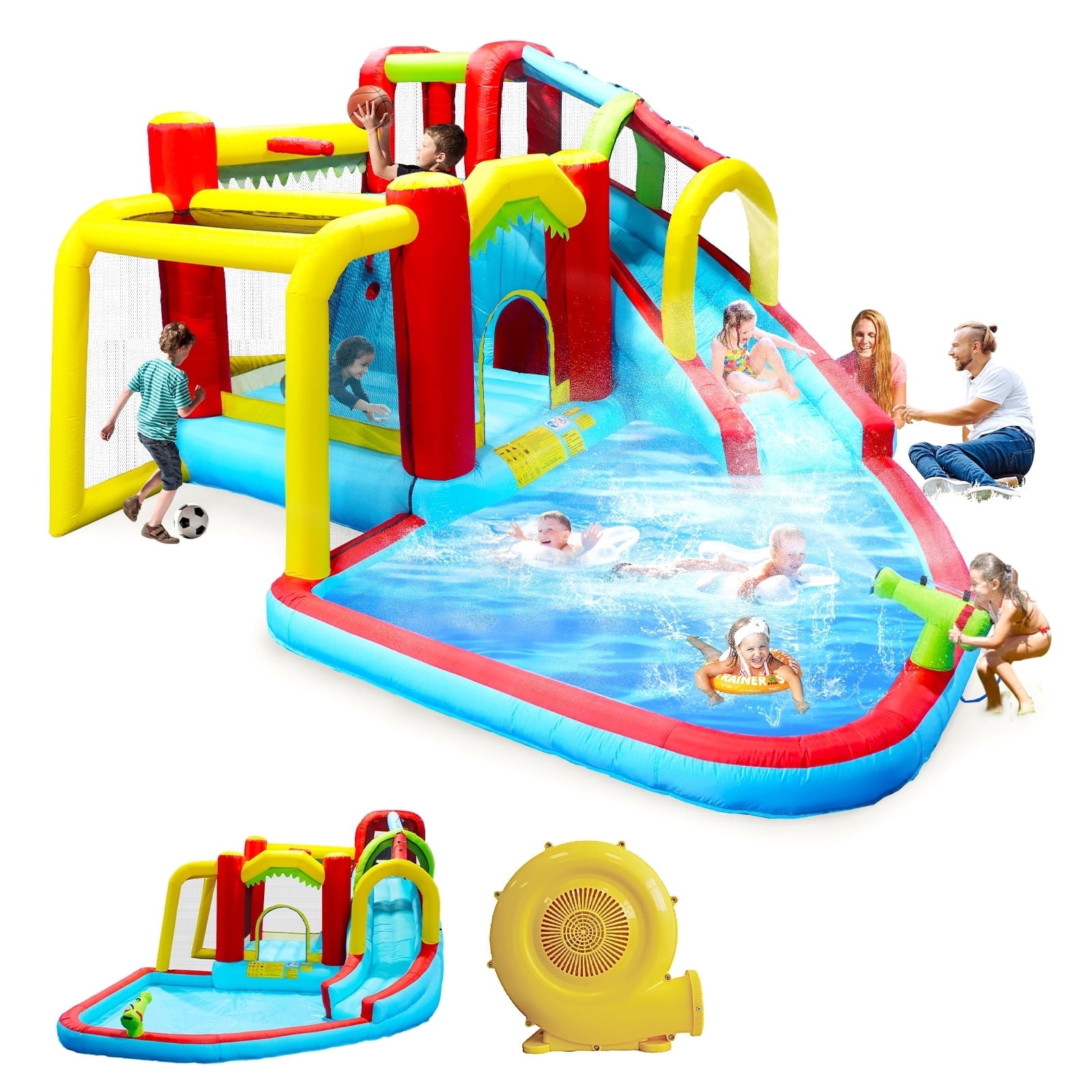 Football Gate Water Slide, 7-in-1 Water Slide, Obstacles, Jumps ...