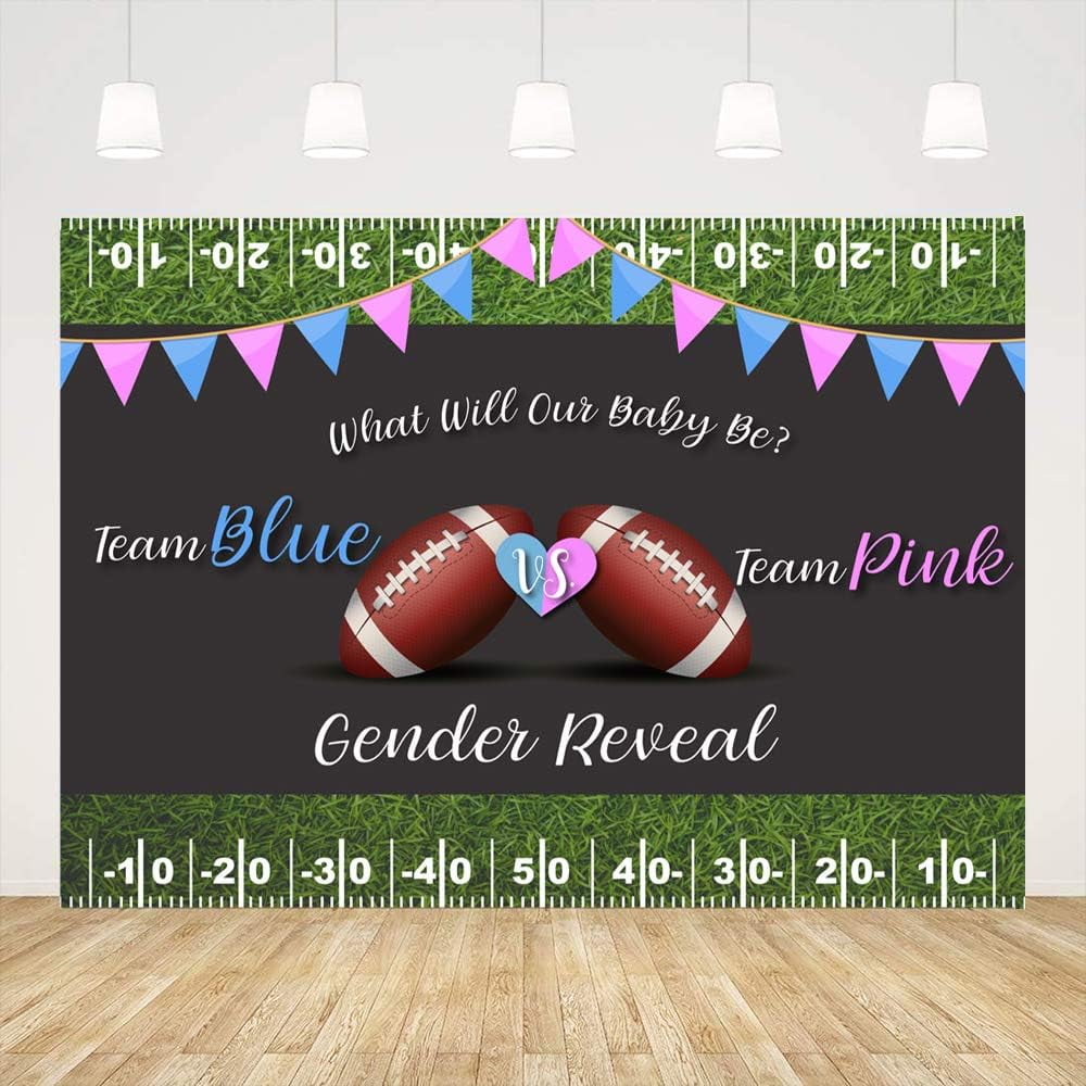 Football Gender Reveal Backdrop Pink or Blue Backdrops Sports Themed ...