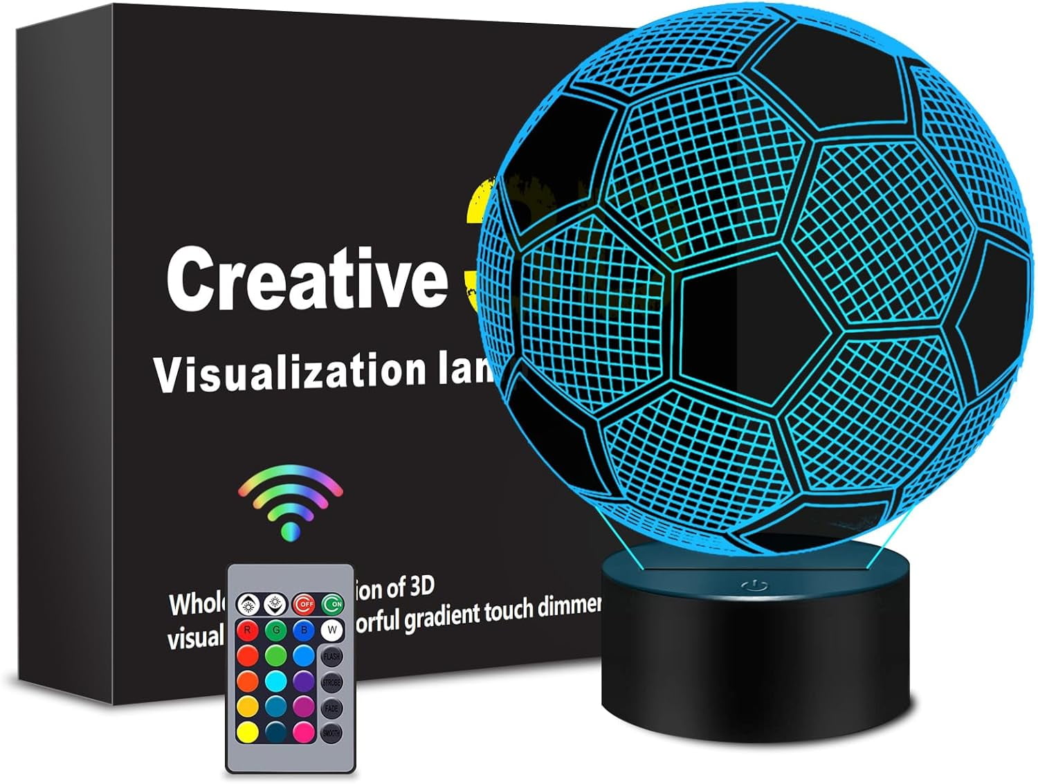 Football Gift 3D Night Light, 16 Colors Changes Remote Control 3D Night ...