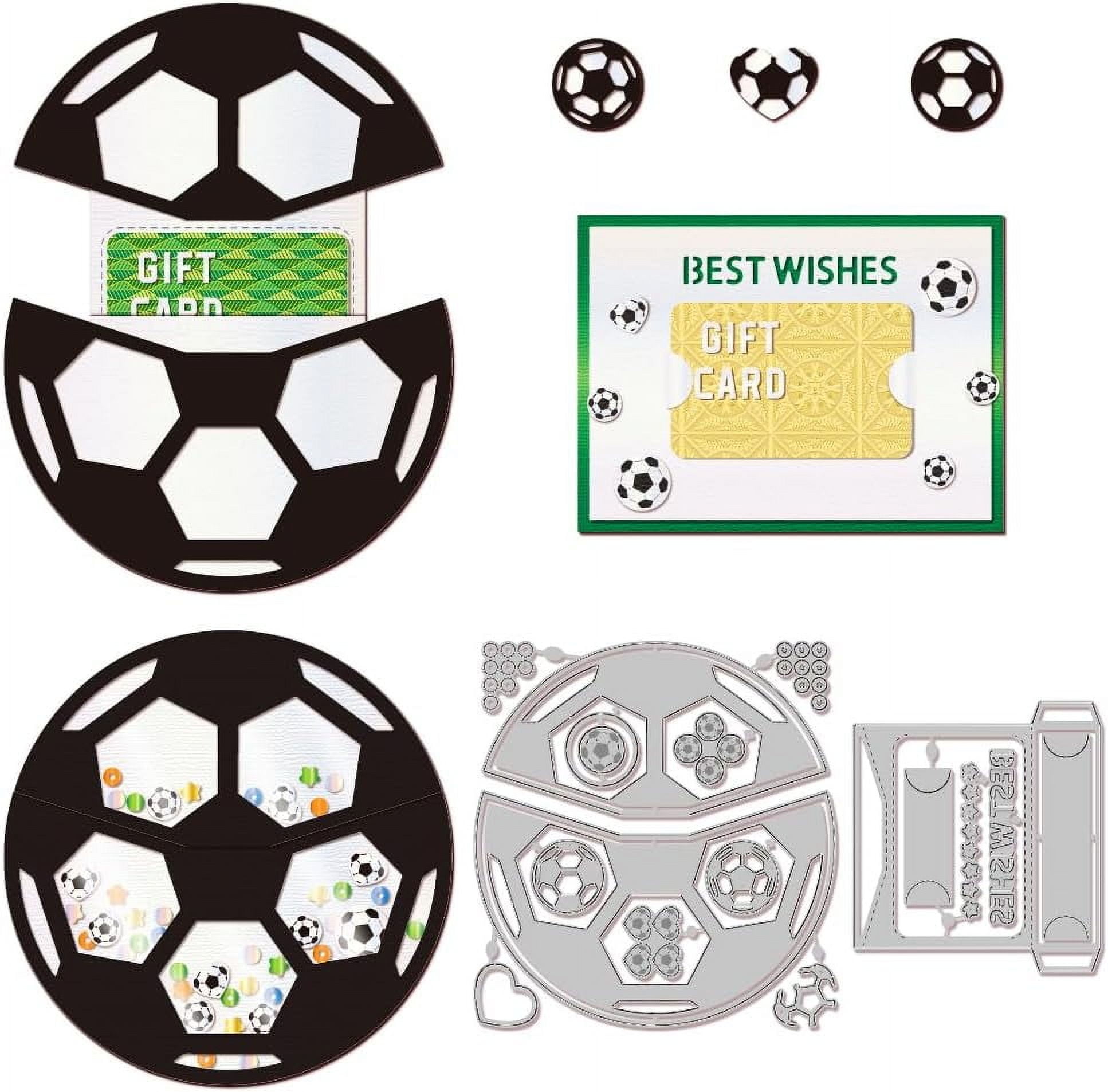 Football Gift Card Die Cuts Sport Theme Turf Soccer Ball Cut Stencils ...