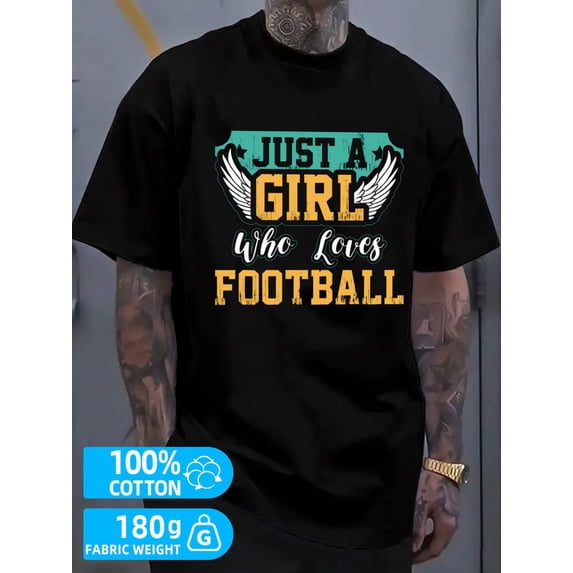 Football Girl Tee men black 180G 100% Cotton Spring and summer clothing ...