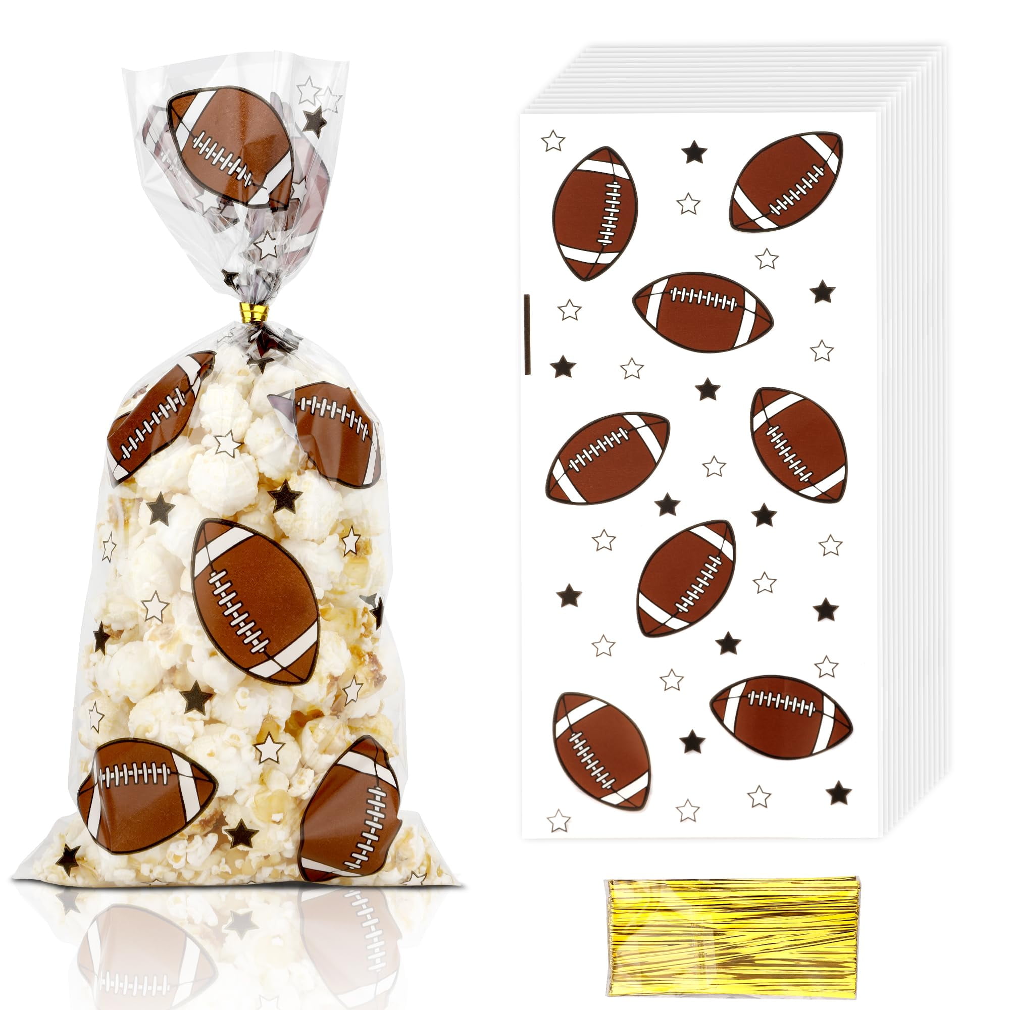 Football Goodie 100 PCS Football Cellophane Treat Football Party Favor ...