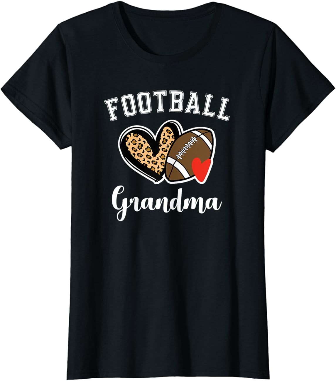 Football Grandma Leopard Heart Grandmother T-Shirt - Walmart.com