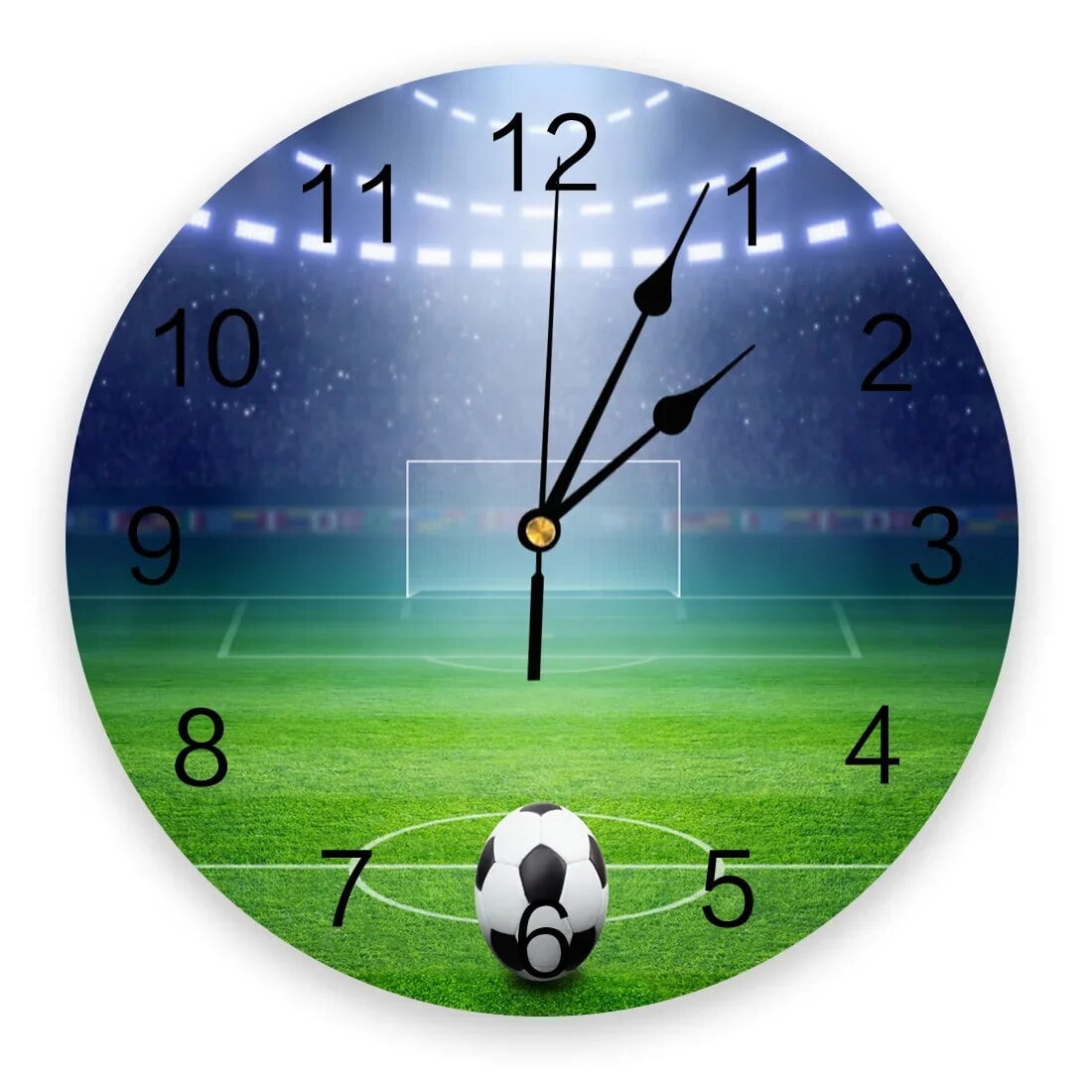 Football Green Stadium Lights Soccer PVC Wall Clock Modern Design Home ...