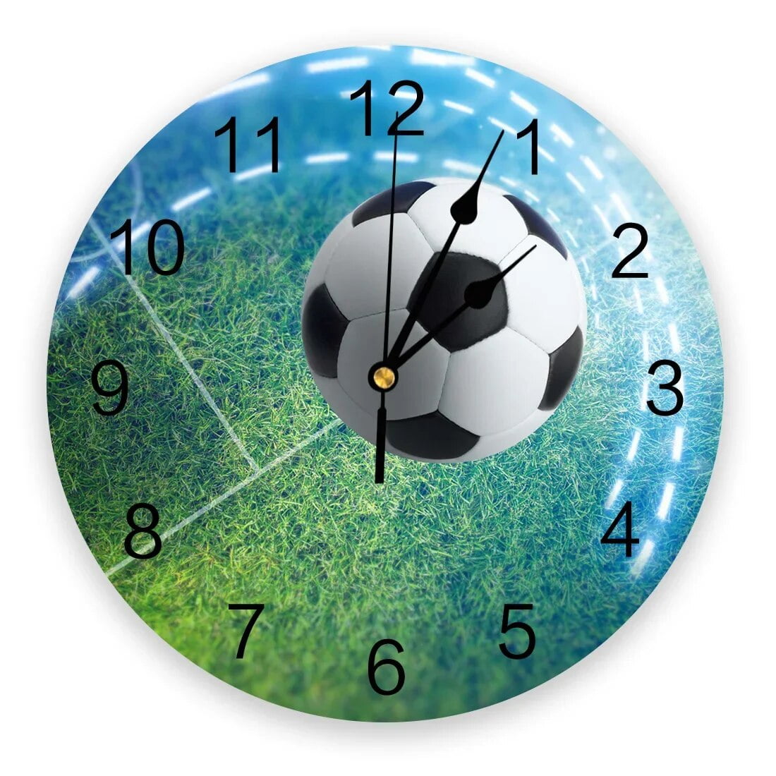 Football Green Stadium Lights Soccer PVC Wall Clock Modern Design Home ...