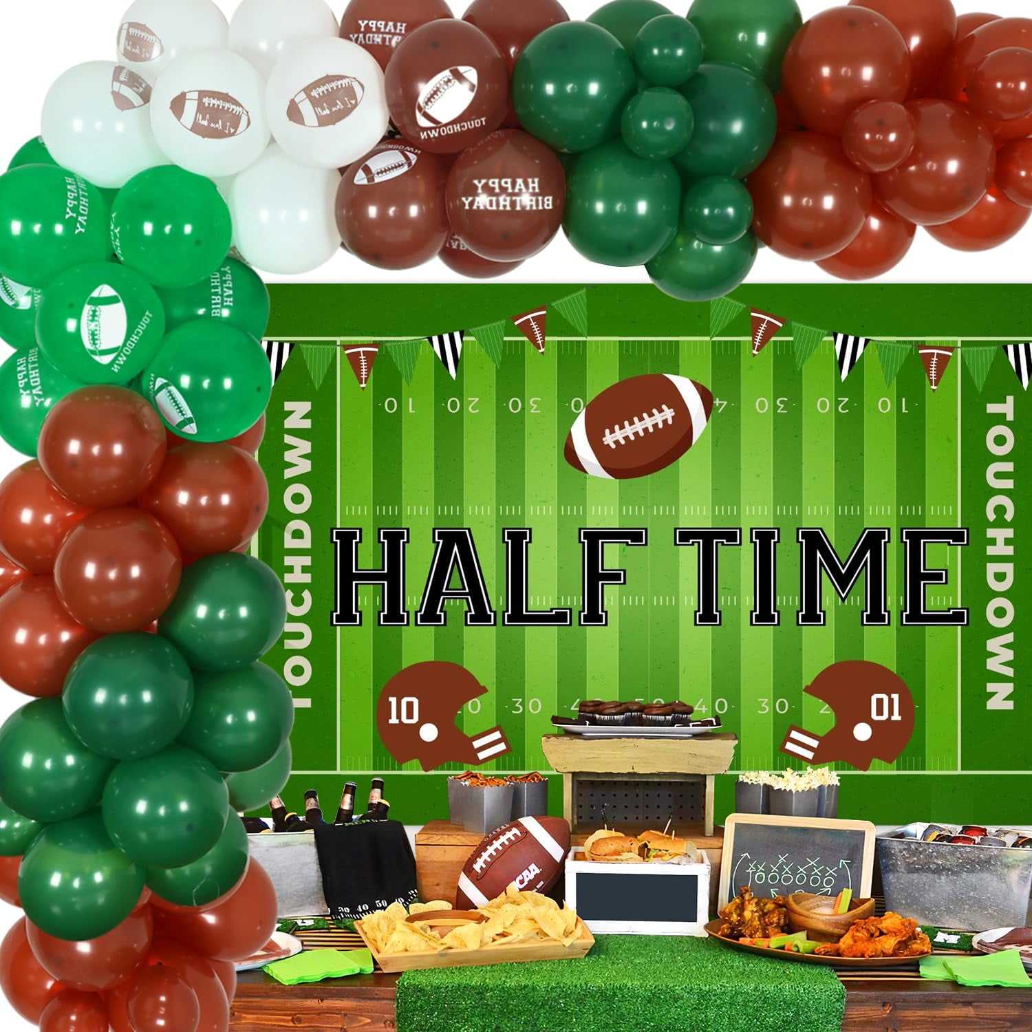 Football Half Birthday Decorations, MMF7 Football Half Time Backdrop ...