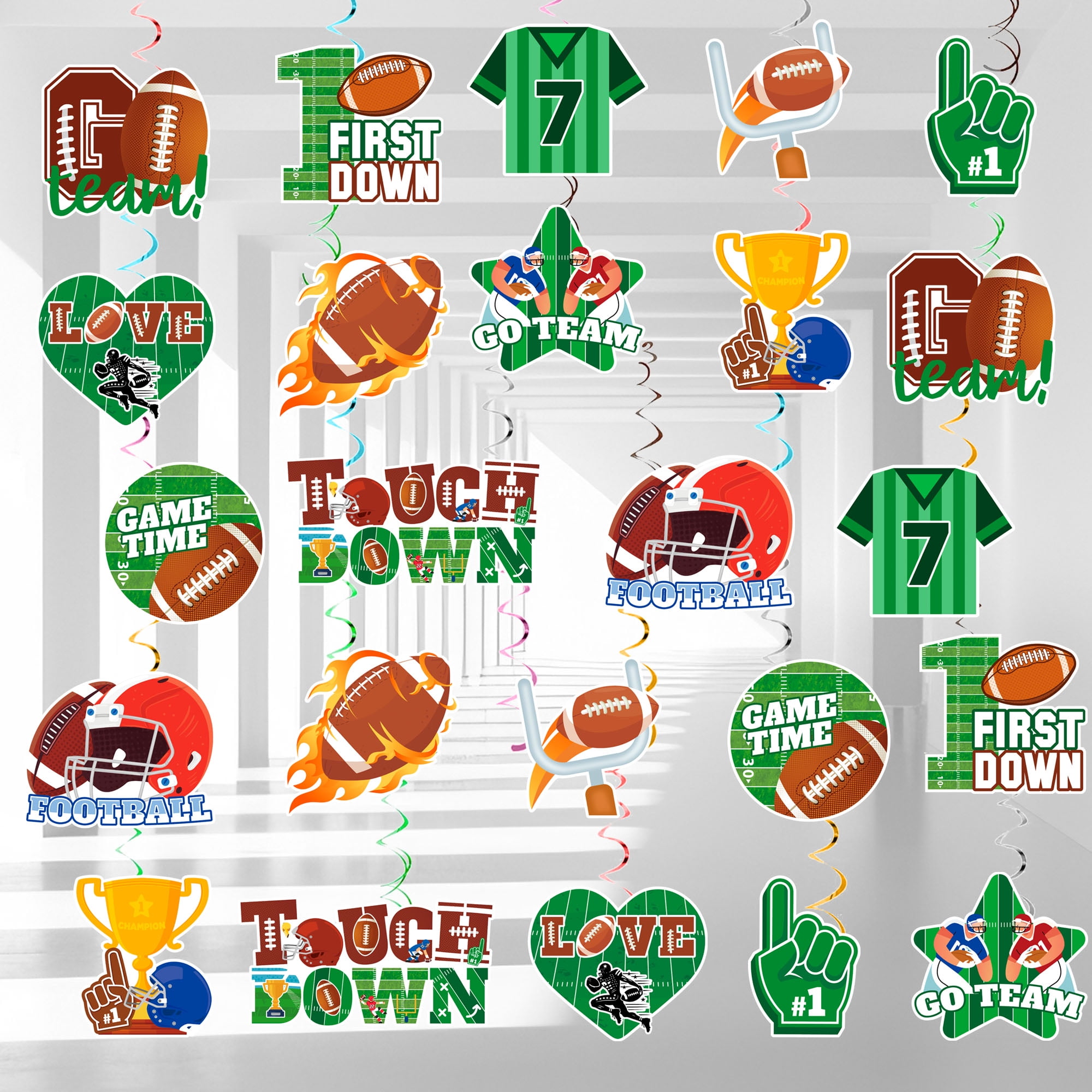 Football Hanging Swirl Decorations,30 Pcs Football Decorations Hanging ...