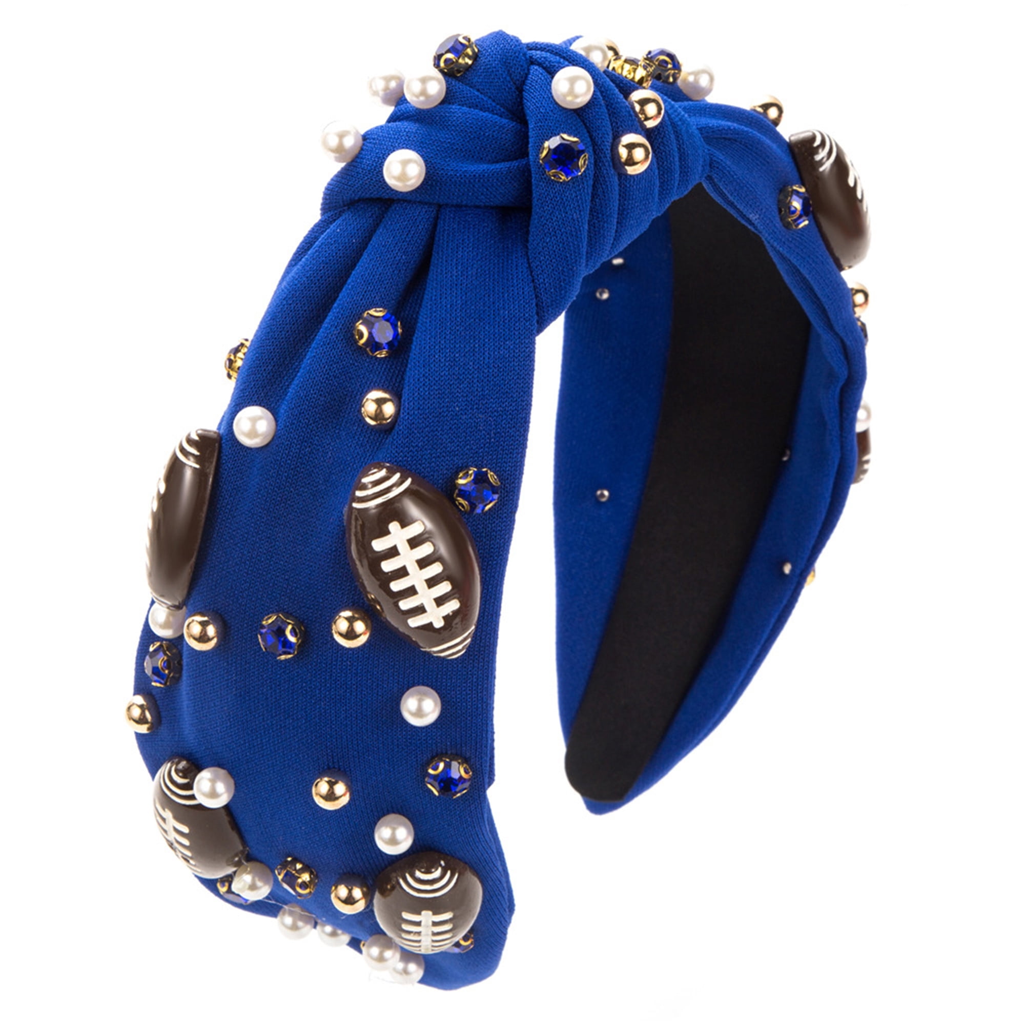 Football Headband for Women, Wide Rhinestone Pearl Football Embellished ...