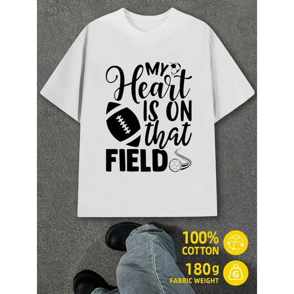 Football Heart Field for men white 180G 100% Cotton fun and playful ...