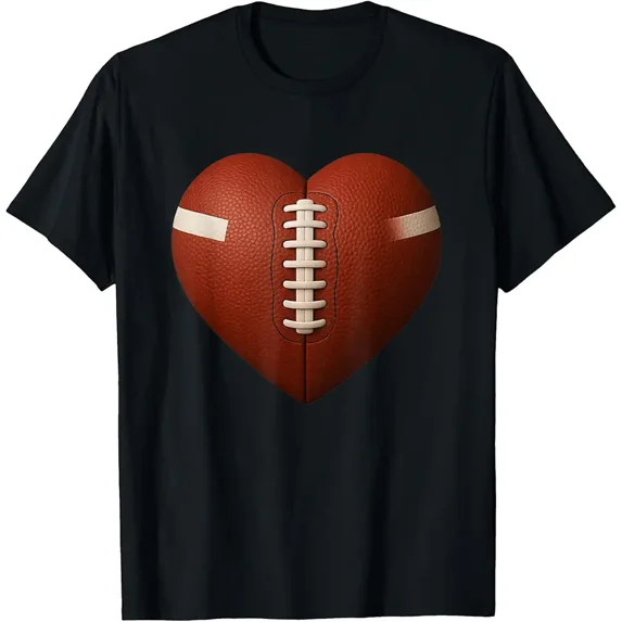 Football Heart Shape American Football Valentines Day Boys T-Shirt ...