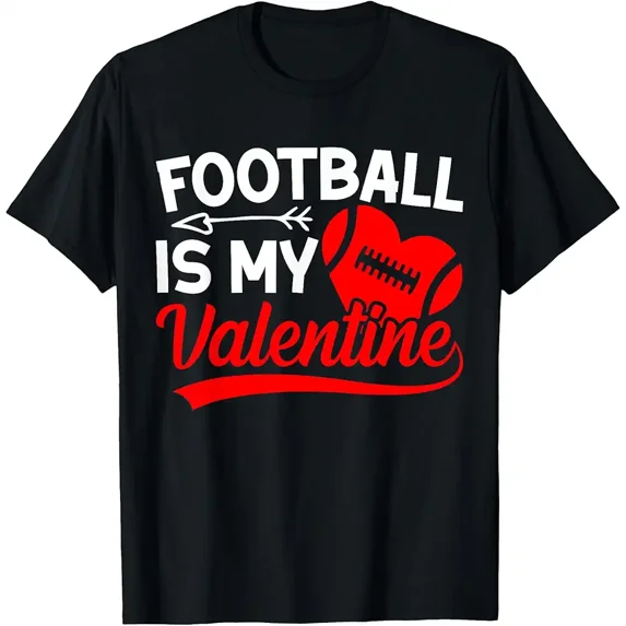 Football Heart Valentine's Day Graphic for Sports Fan Casual Short ...