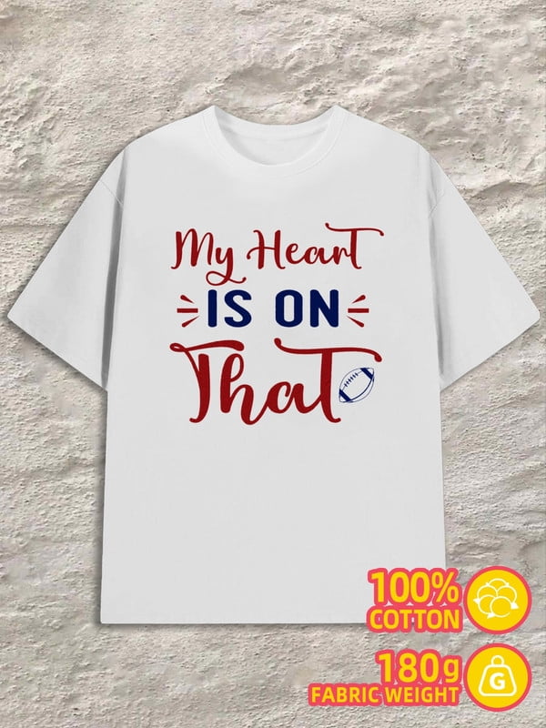 Football Heart men's white 180G 100% Cotton All-season fitness tops ...