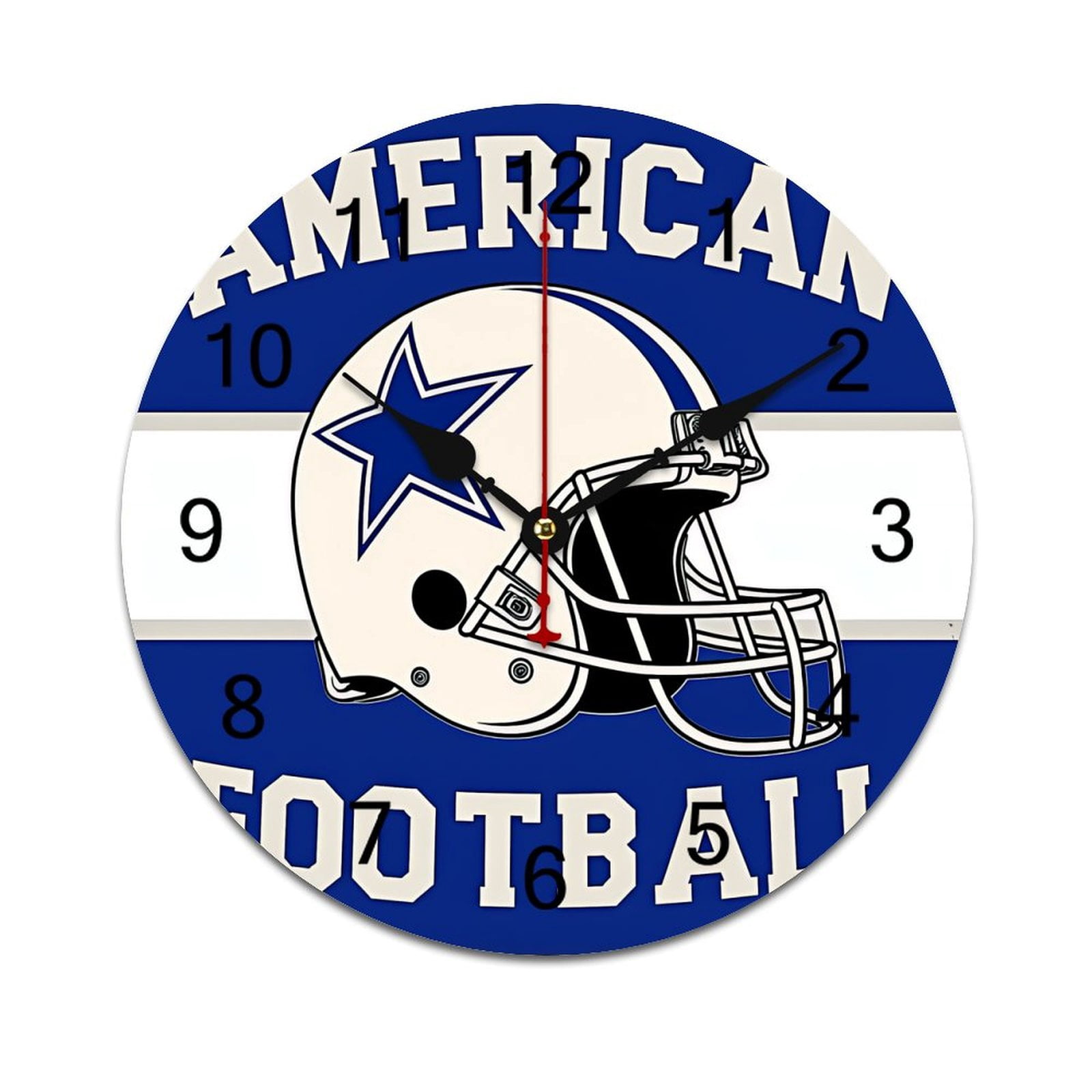 Football Helmet Bedroom Wall Clock Large Modern Kitchen Dinning Round ...