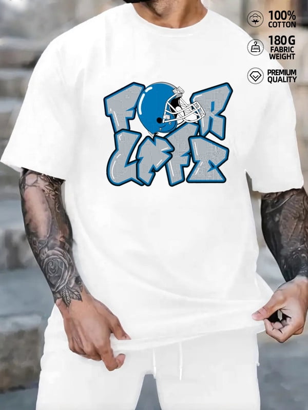 Football Helmet Tee for men rugby white 180G 100% Cotton exercise ...