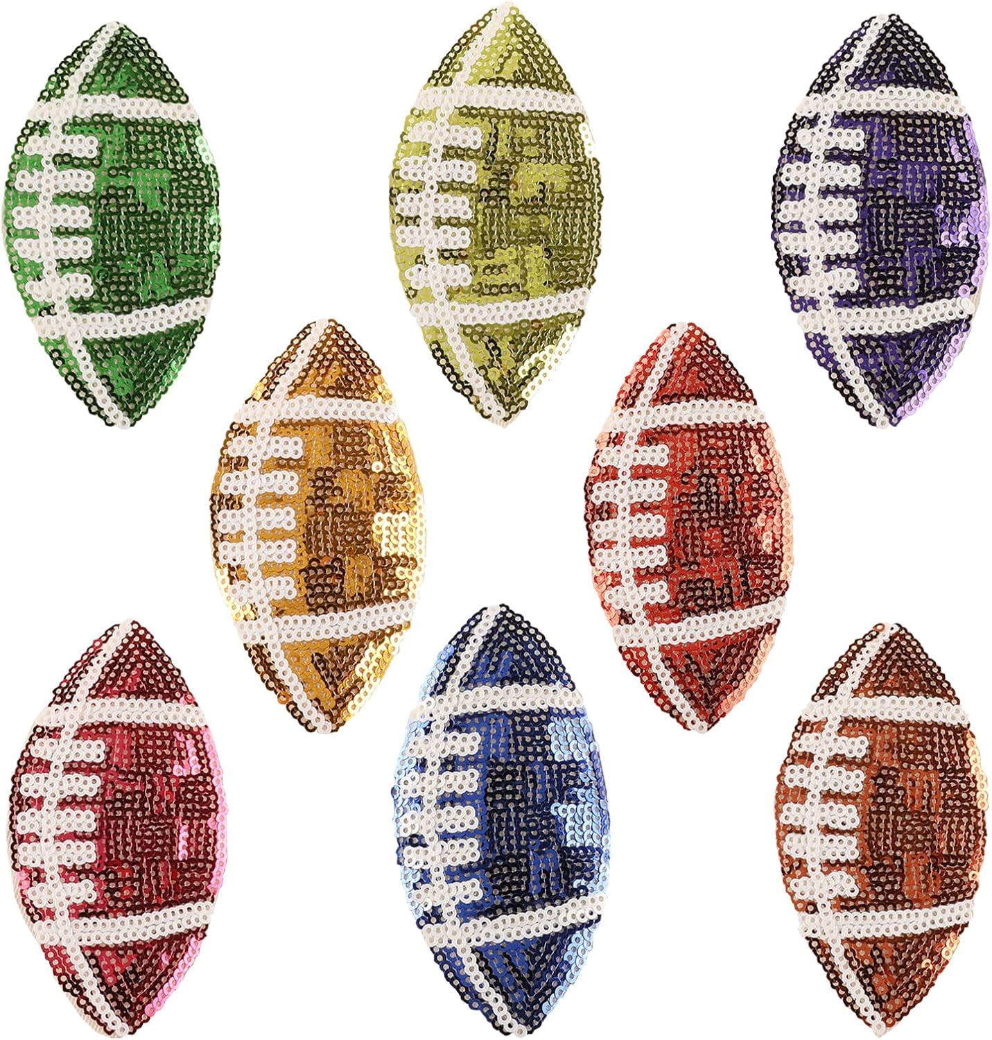 Football Iron on Patches Appliques 8Colors Sequins Football Embroidered ...