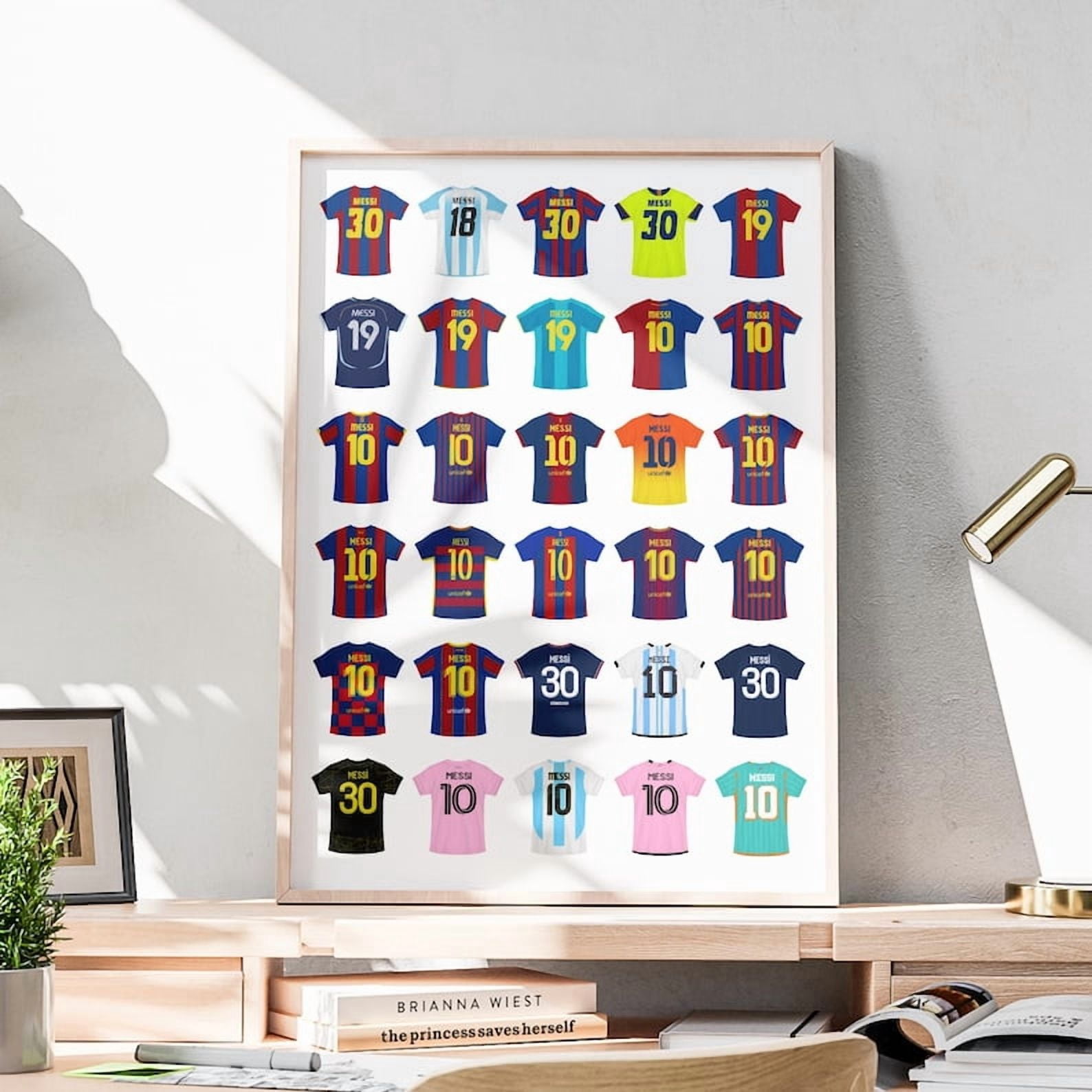 Football Jersey Collection Wall Art Featuring Lionel Messi, Legendary ...