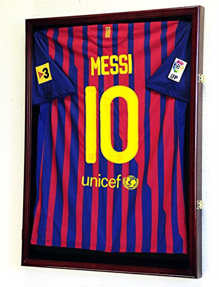 Football Jersey Frame Display Case Cabinet w/ 98% UV Protection -Cherry ...