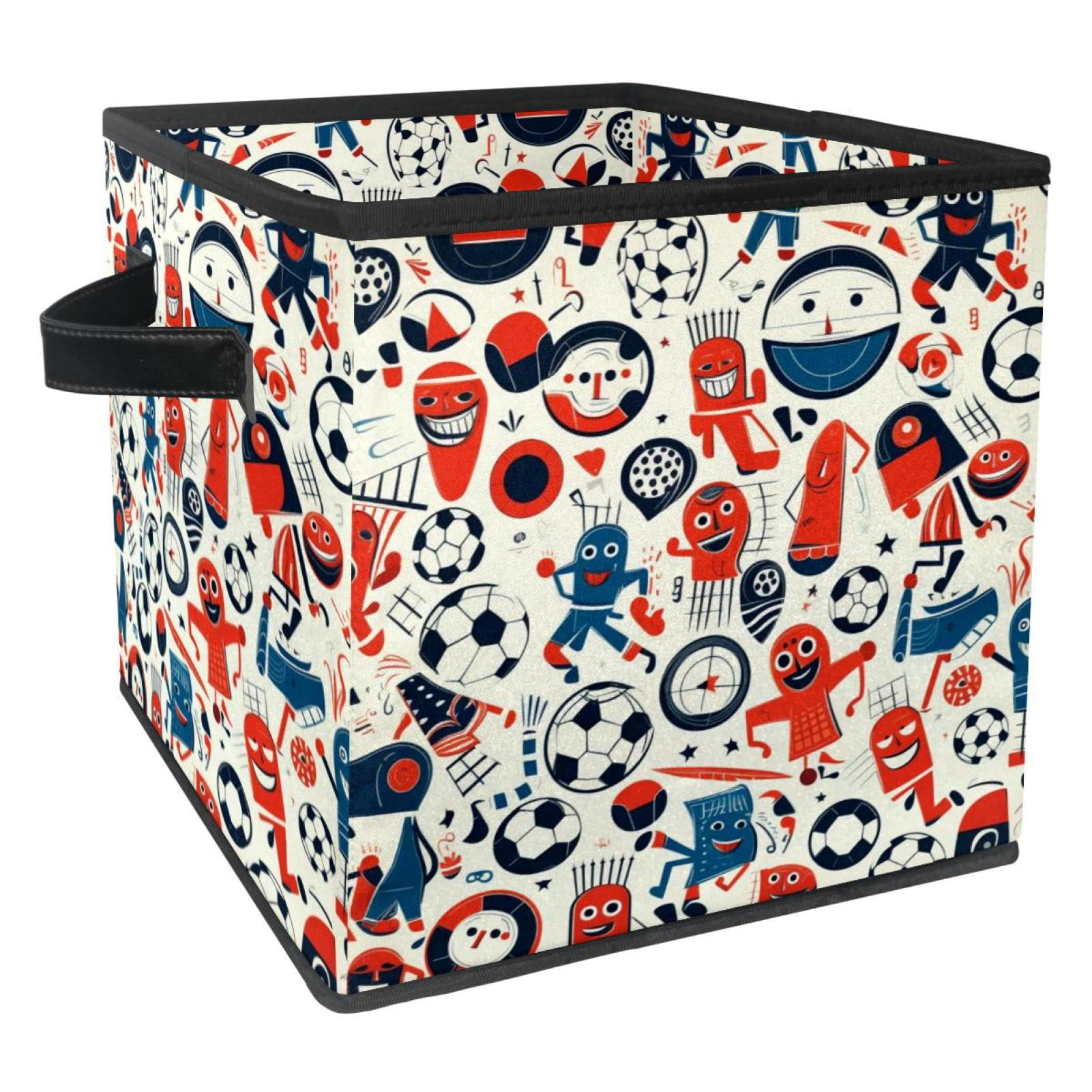 Football Large Capacity Foldable Storage Baskets with Handle, 10.8"x10 ...