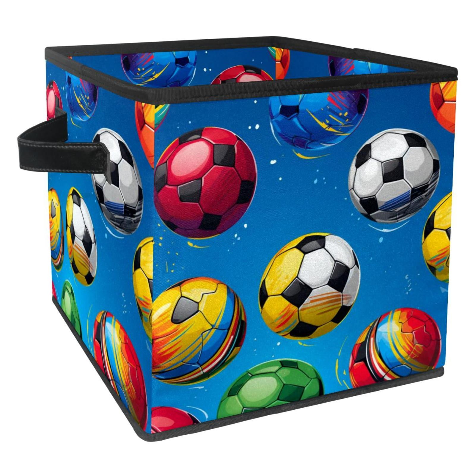 Football Large Capacity Foldable Storage Baskets with Handle, 10.8"x10 ...