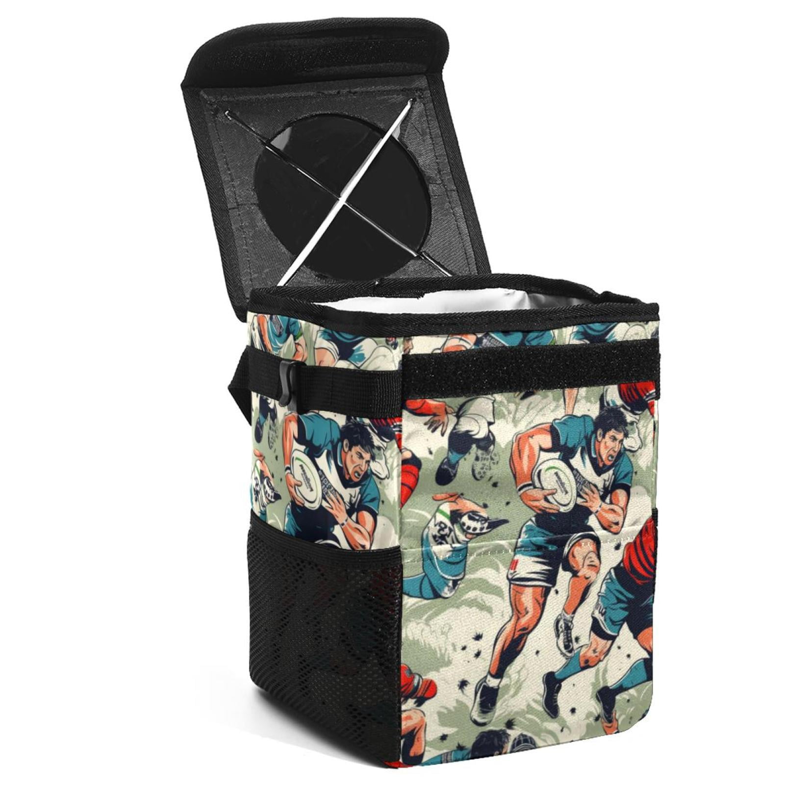 Football Leak-Proof Foldable Car Garbage Can with Lid and Hanging ...
