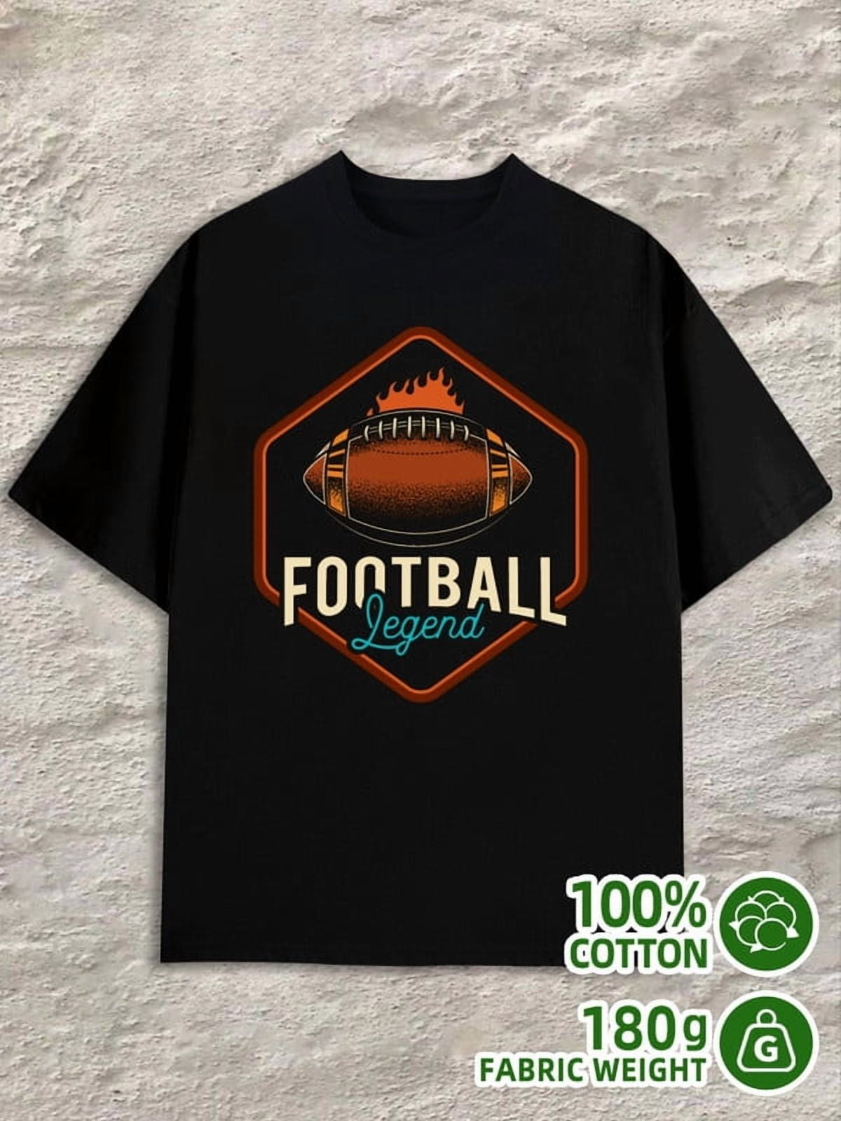 Football Legend Tee men's black 180G 100% Cotton Refreshing and ...