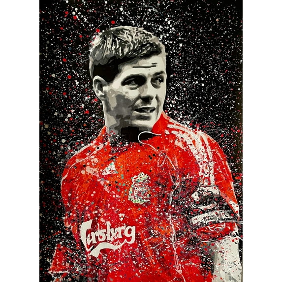 Football Legends Wall Art Steven Gerrard Iconic Midfielder Action ...