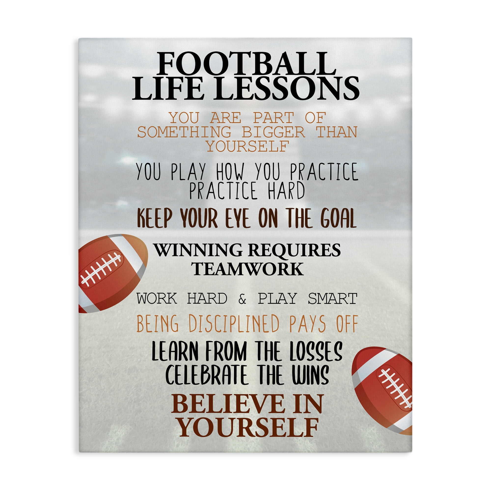 Football Life Lessons Canvas Wall Art, design by Kim Allen - Walmart.com
