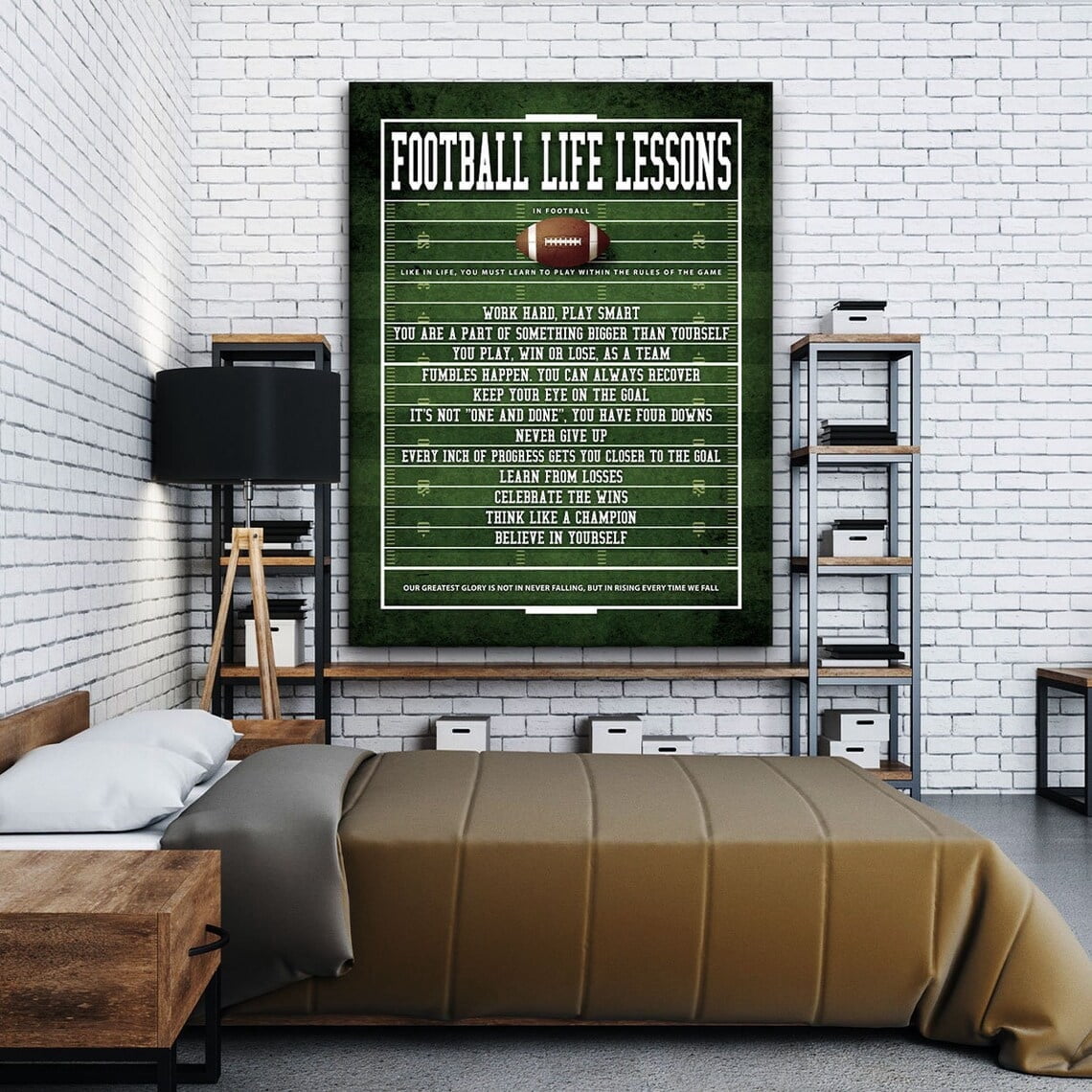 Football Life Lessons Sports Quote Boys Room Gym Wall Art UNFRAMED ...