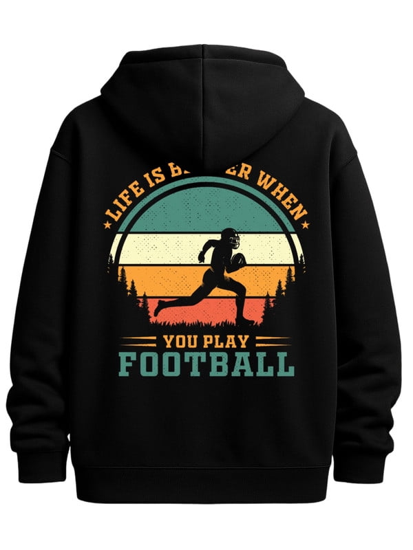 Football Life funny hoodies men funny hoodies black Breathable stretch ...